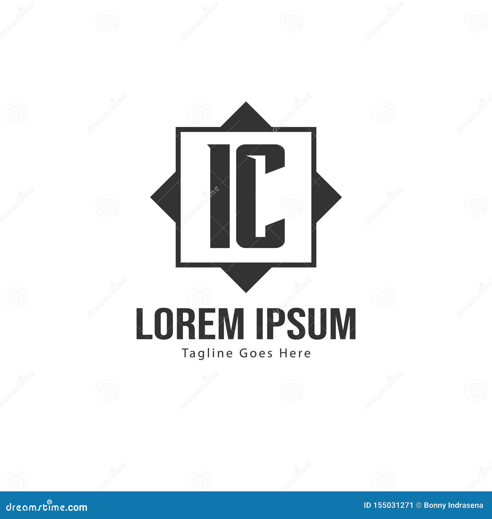 Initial IC Logo Template with Modern Frame. Minimalist IC Letter Logo ...