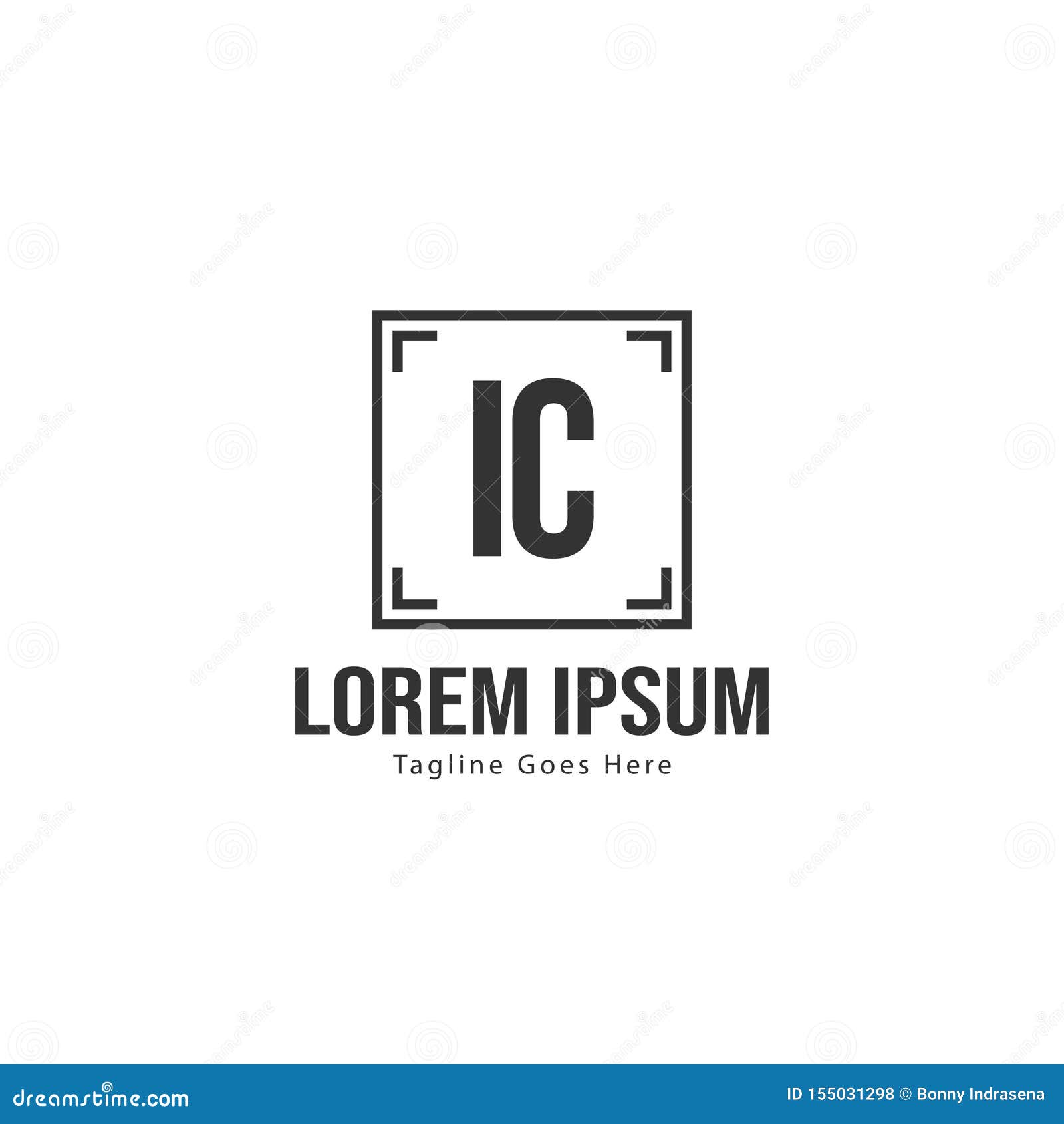 Initial IC Logo Template with Modern Frame. Minimalist IC Letter Logo ...