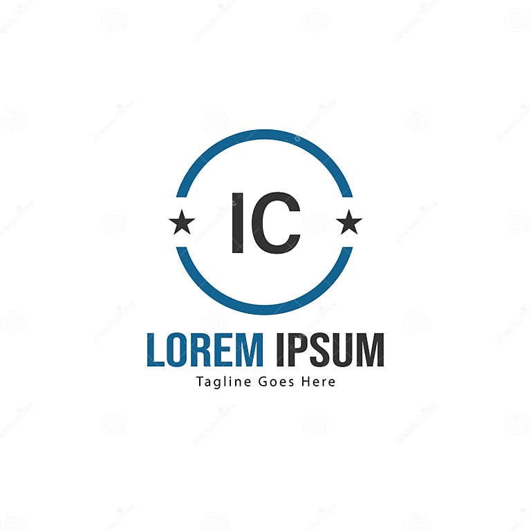 Initial IC Logo Template with Modern Frame. Minimalist IC Letter Logo ...