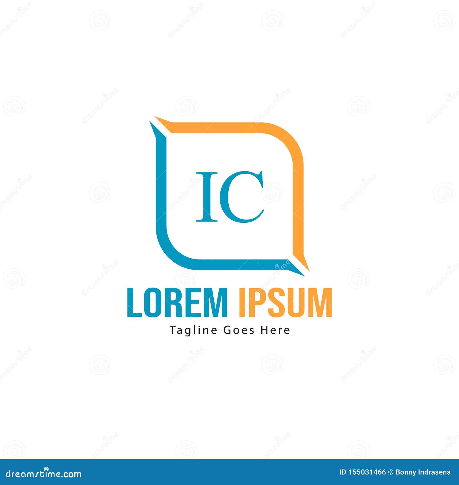 Initial IC Logo Template with Modern Frame. Minimalist IC Letter Logo ...