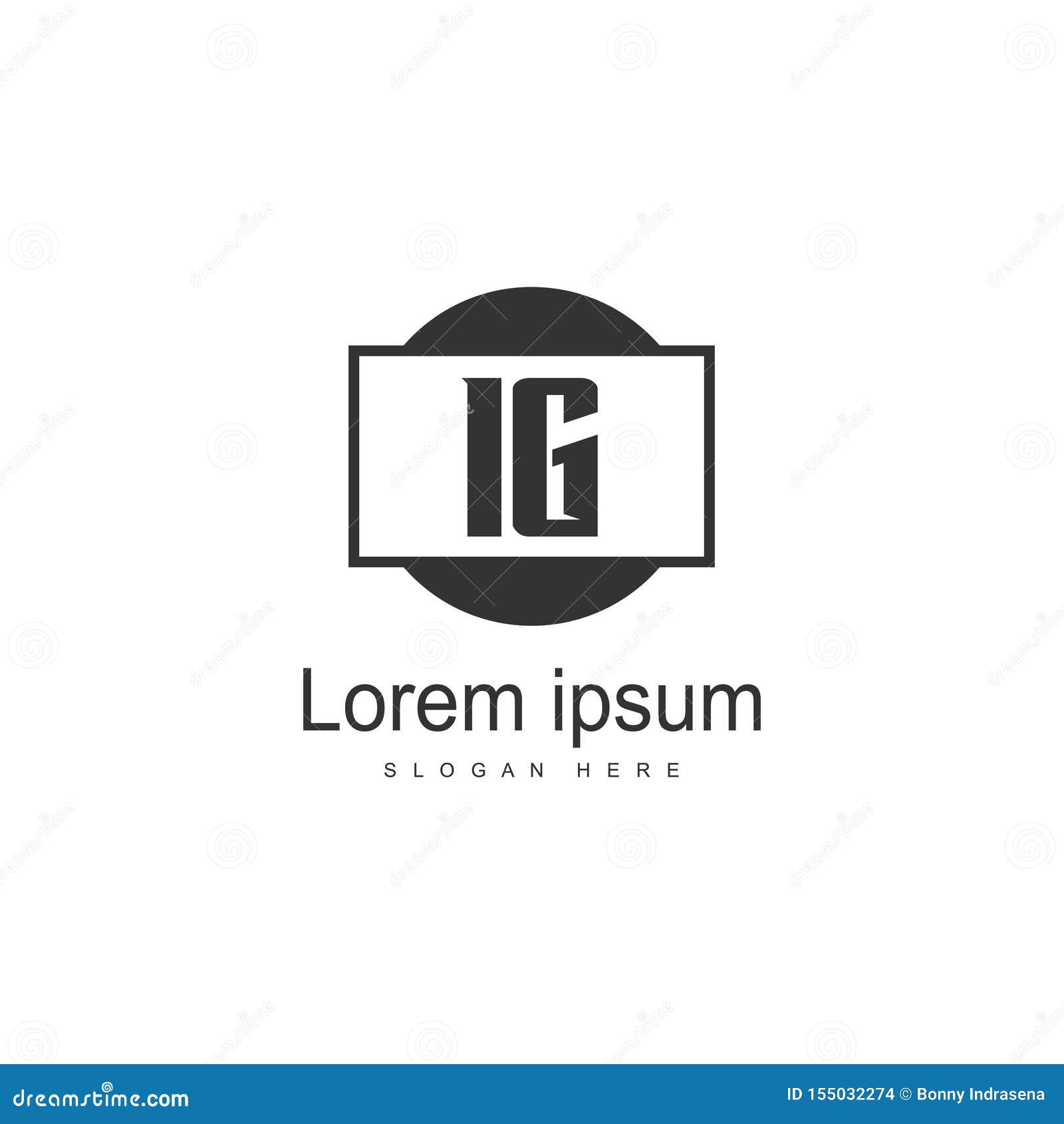 Initial IG Logo Template with Modern Frame. Minimalist IG Letter Logo ...