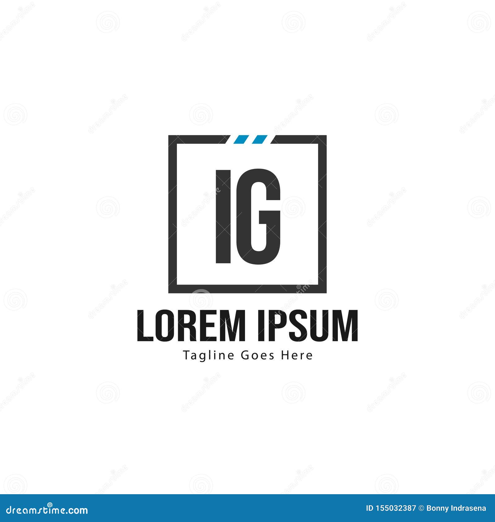 Initial IG Logo Template with Modern Frame. Minimalist IG Letter Logo ...