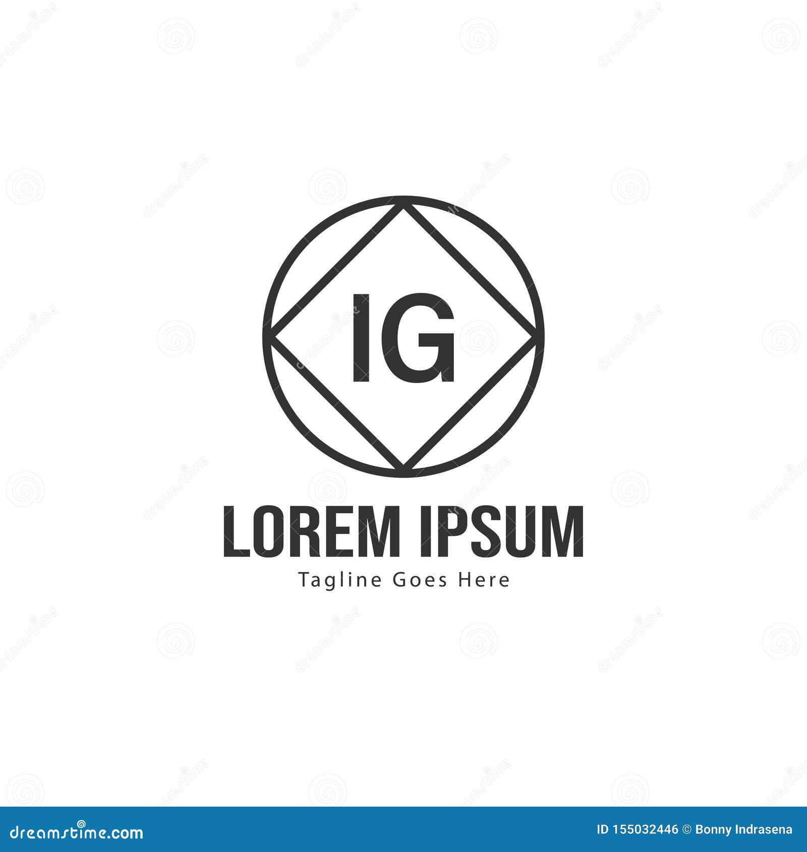 Initial IG Logo Template with Modern Frame. Minimalist IG Letter Logo ...