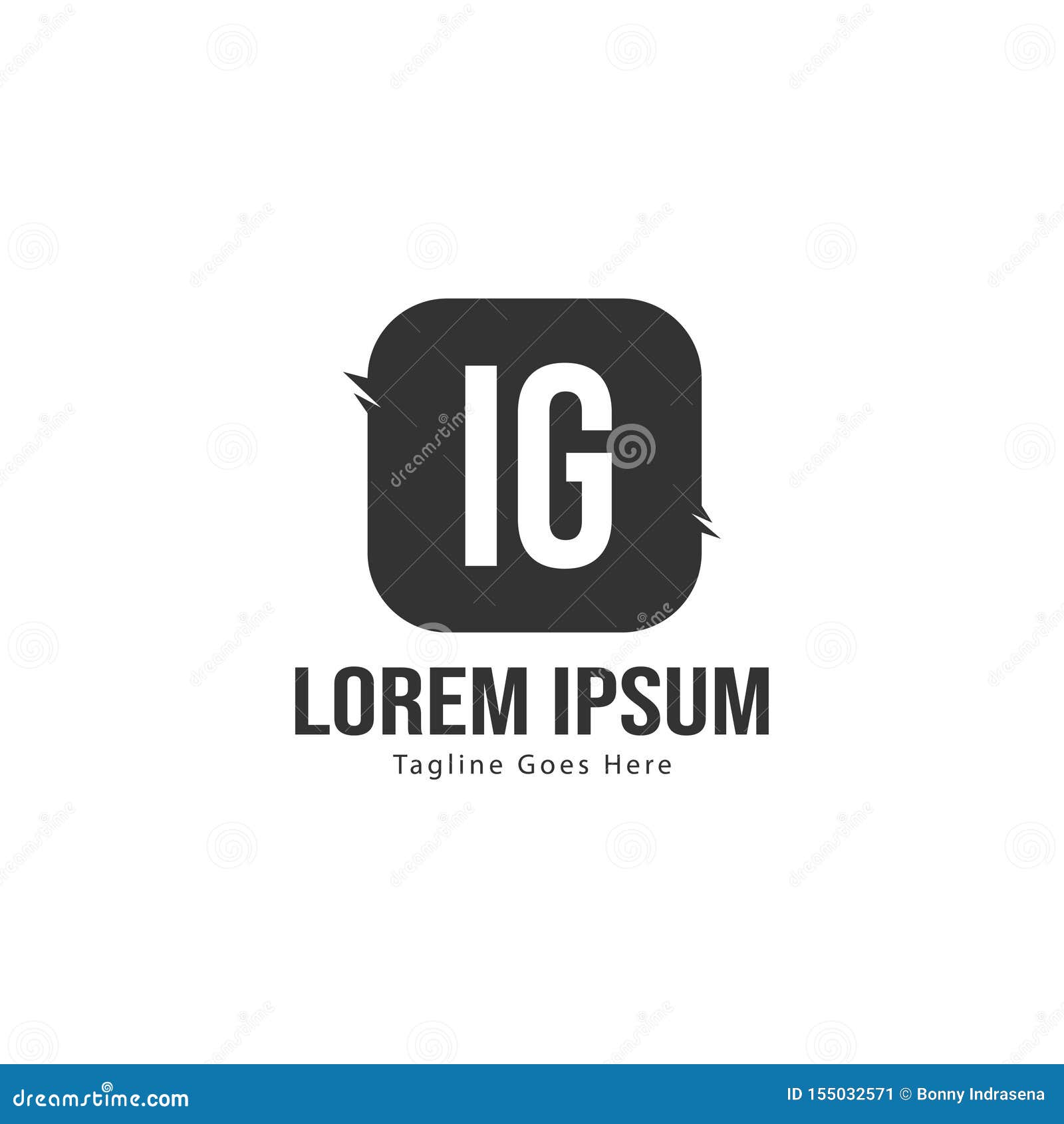 Initial IG Logo Template with Modern Frame. Minimalist IG Letter Logo ...