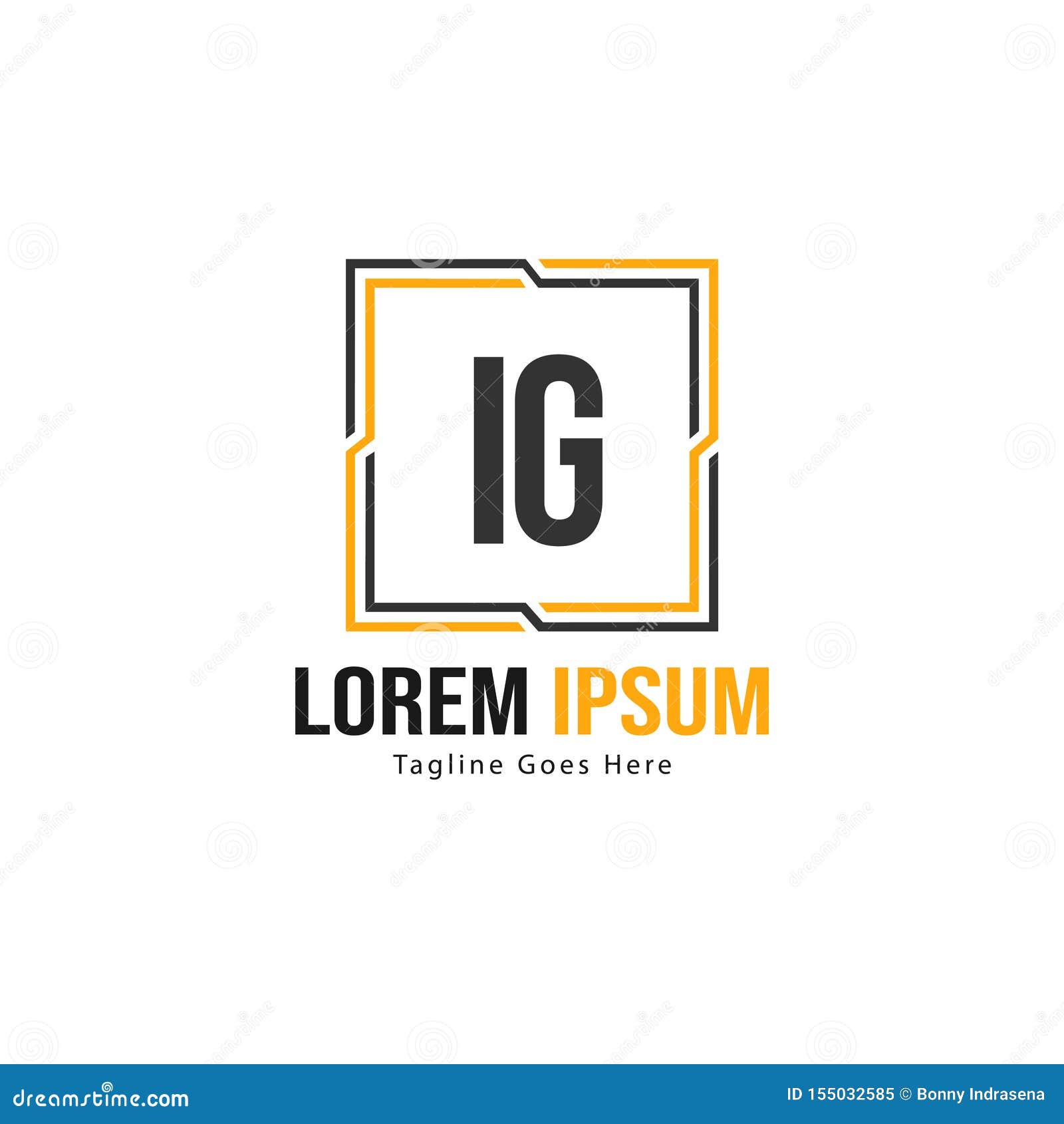 Initial IG Logo Template with Modern Frame. Minimalist IG Letter Logo ...