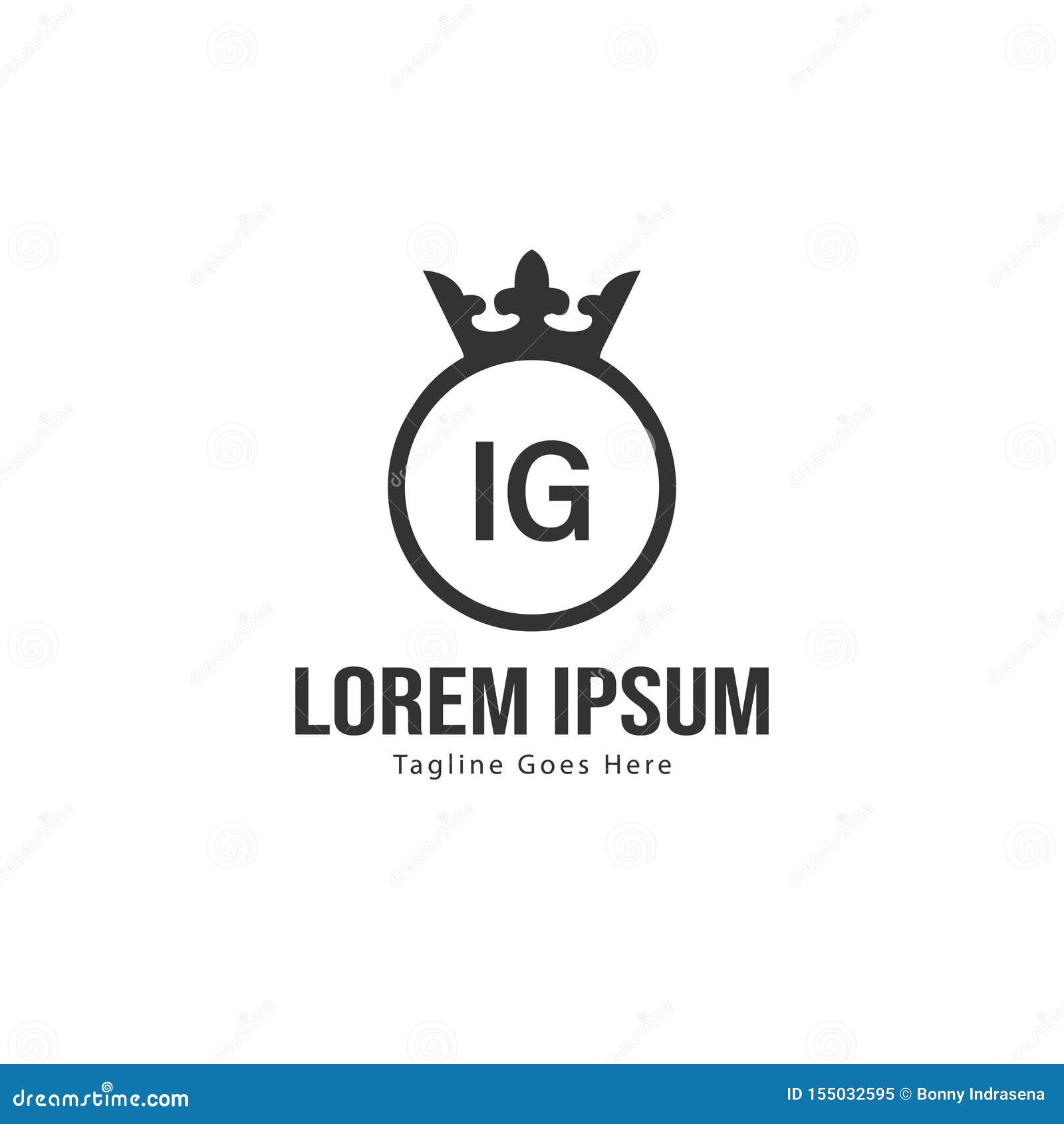 Initial IG Logo Template with Modern Frame. Minimalist IG Letter Logo ...
