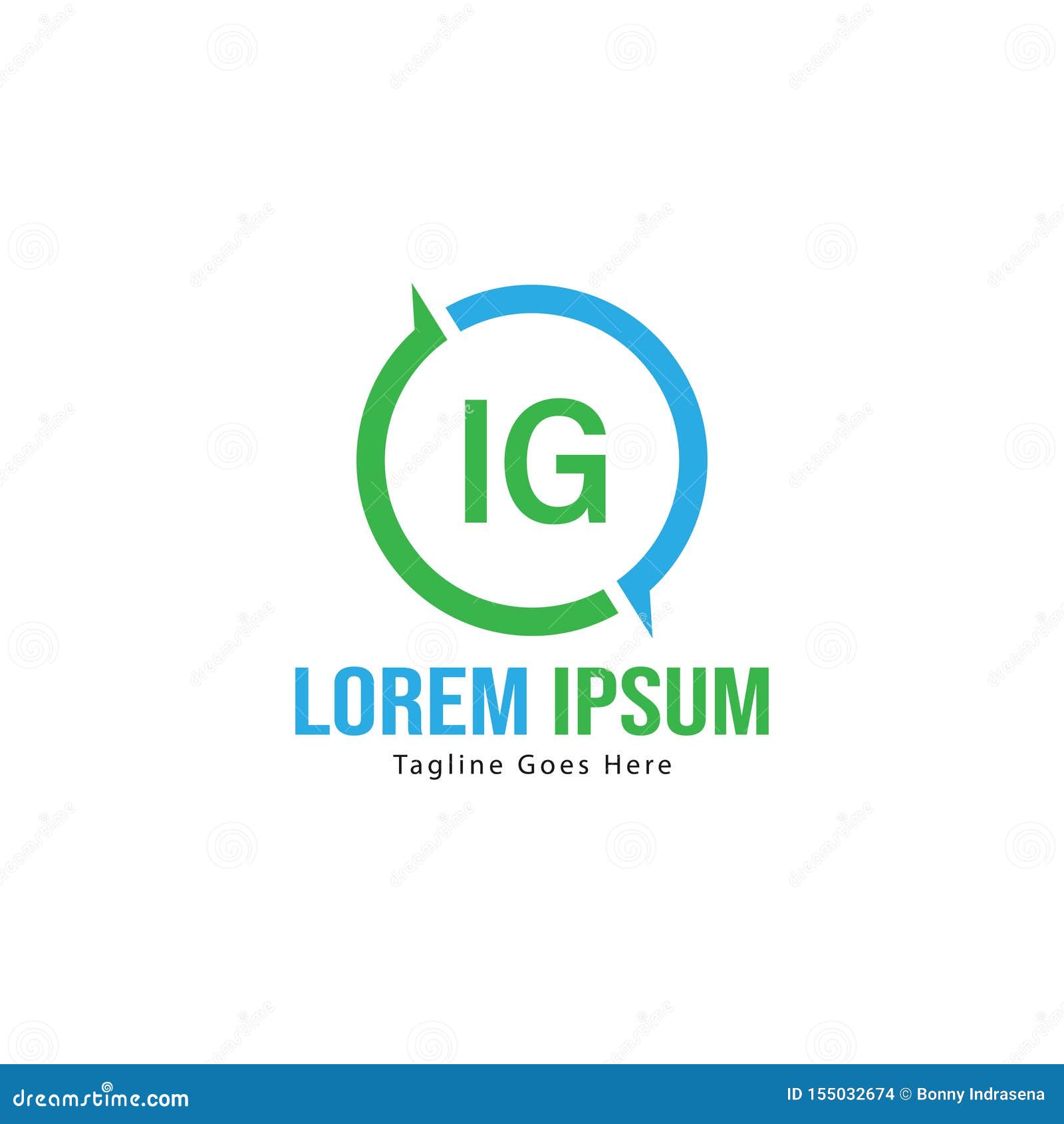 Initial IG Logo Template with Modern Frame. Minimalist IG Letter Logo ...