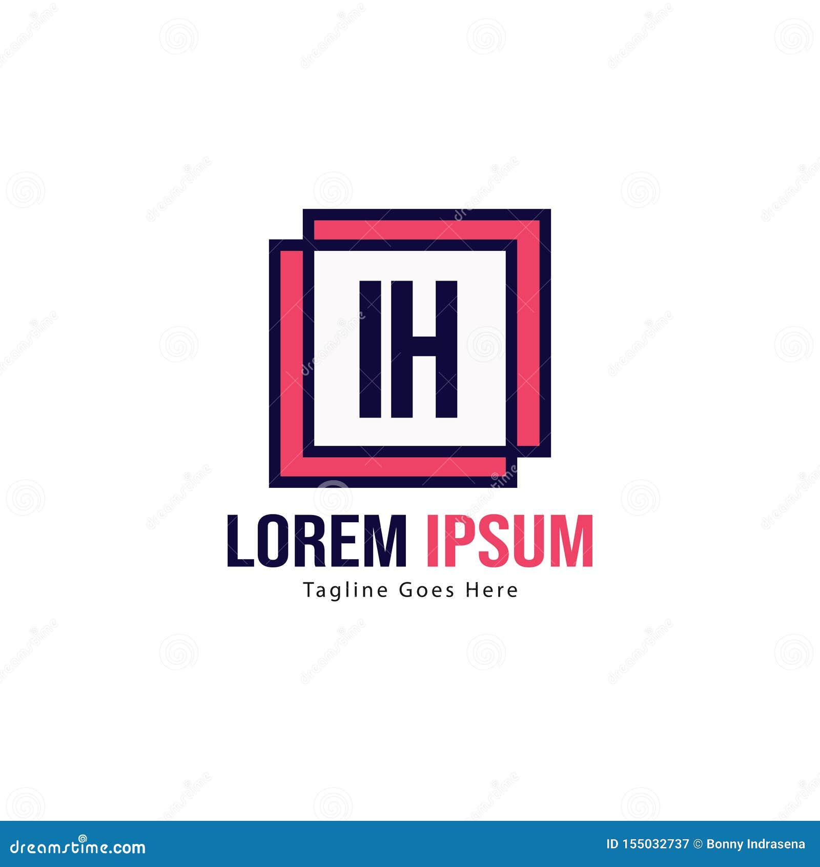 Initial IH Logo Template with Modern Frame. Minimalist IH Letter Logo ...