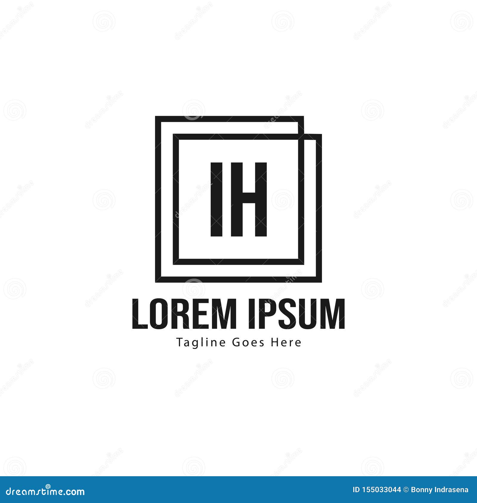 Initial IH Logo Template with Modern Frame. Minimalist IH Letter Logo ...