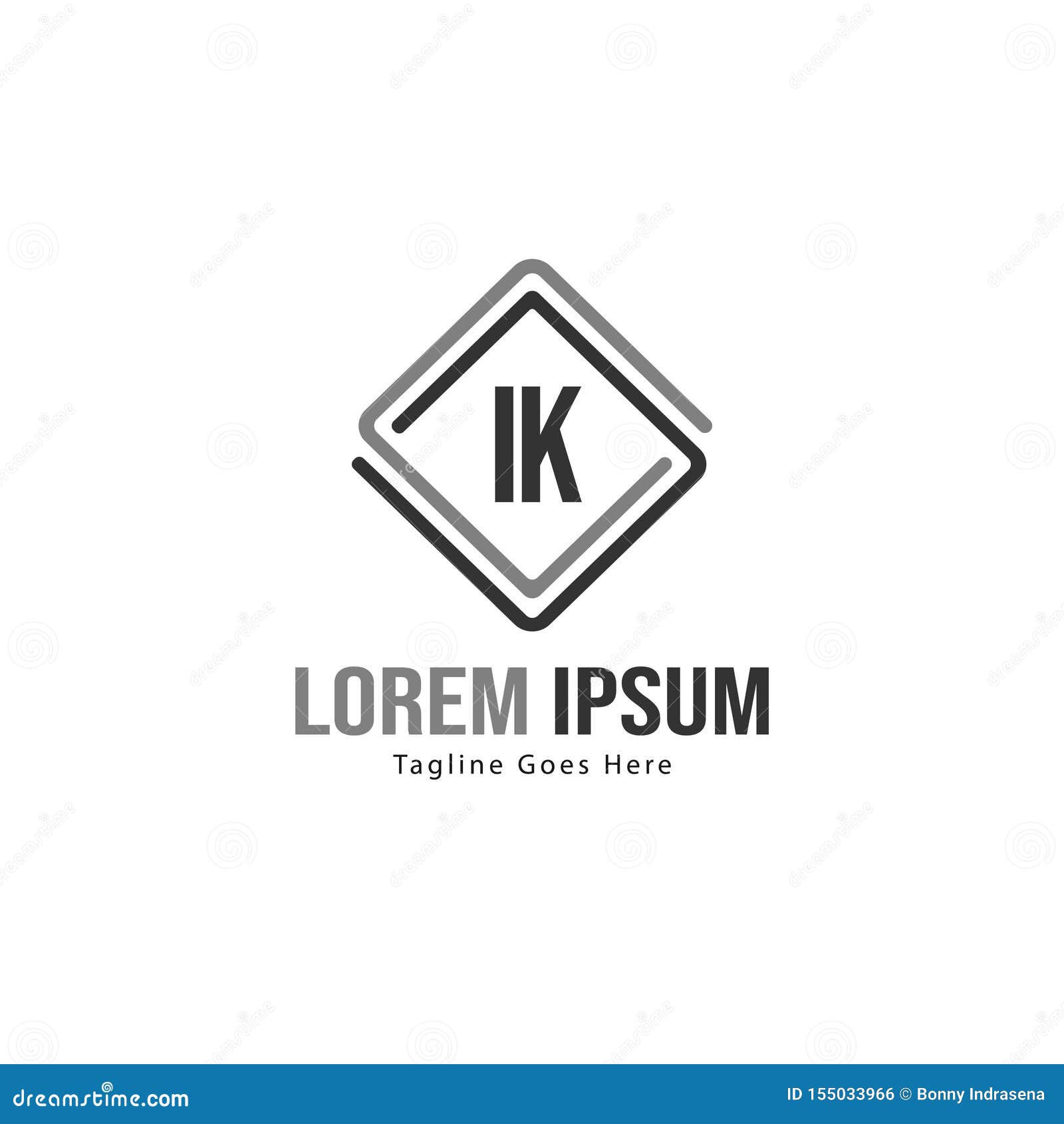 Initial IK Logo Template with Modern Frame. Minimalist IK Letter Logo ...