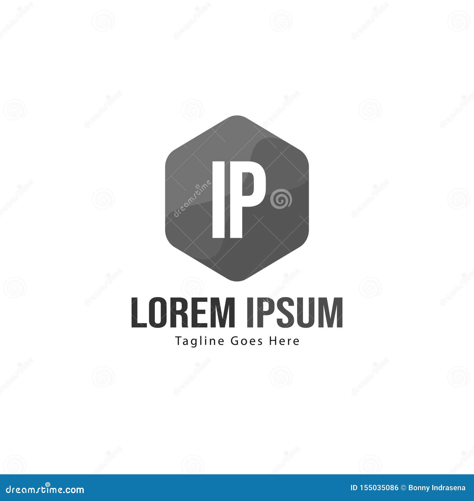 Initial IP Logo Template with Modern Frame. Minimalist IP Letter Logo ...
