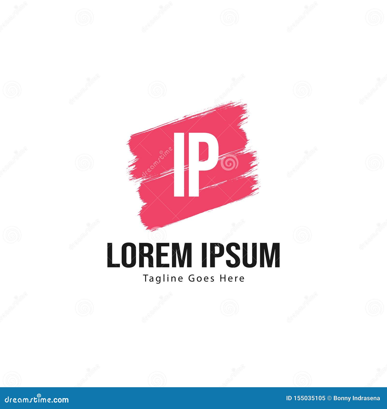 Initial IP Logo Template with Modern Frame. Minimalist IP Letter Logo ...