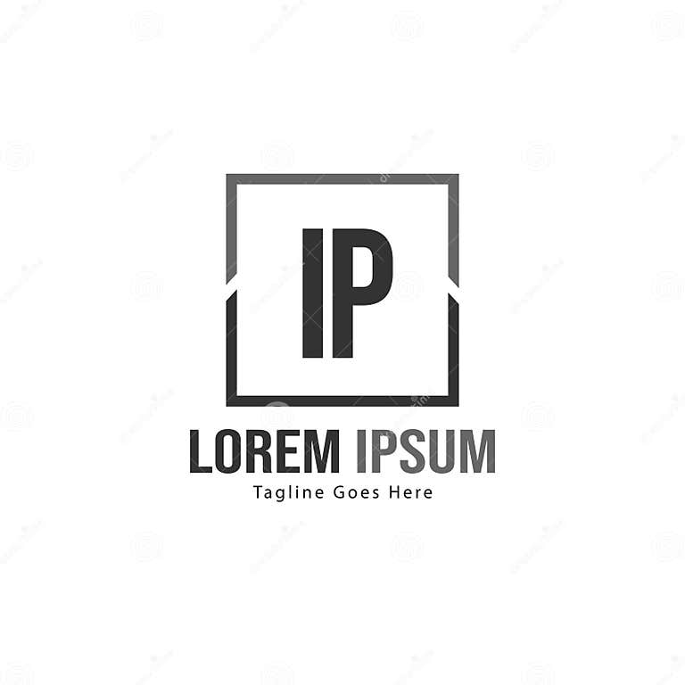 Initial IP Logo Template with Modern Frame. Minimalist IP Letter Logo ...
