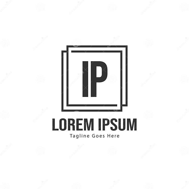 Initial IP Logo Template with Modern Frame. Minimalist IP Letter Logo ...