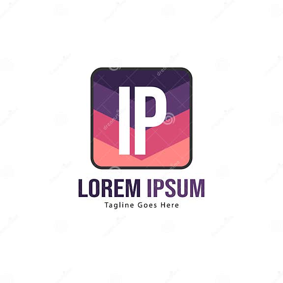 Initial IP Logo Template with Modern Frame. Minimalist IP Letter Logo ...