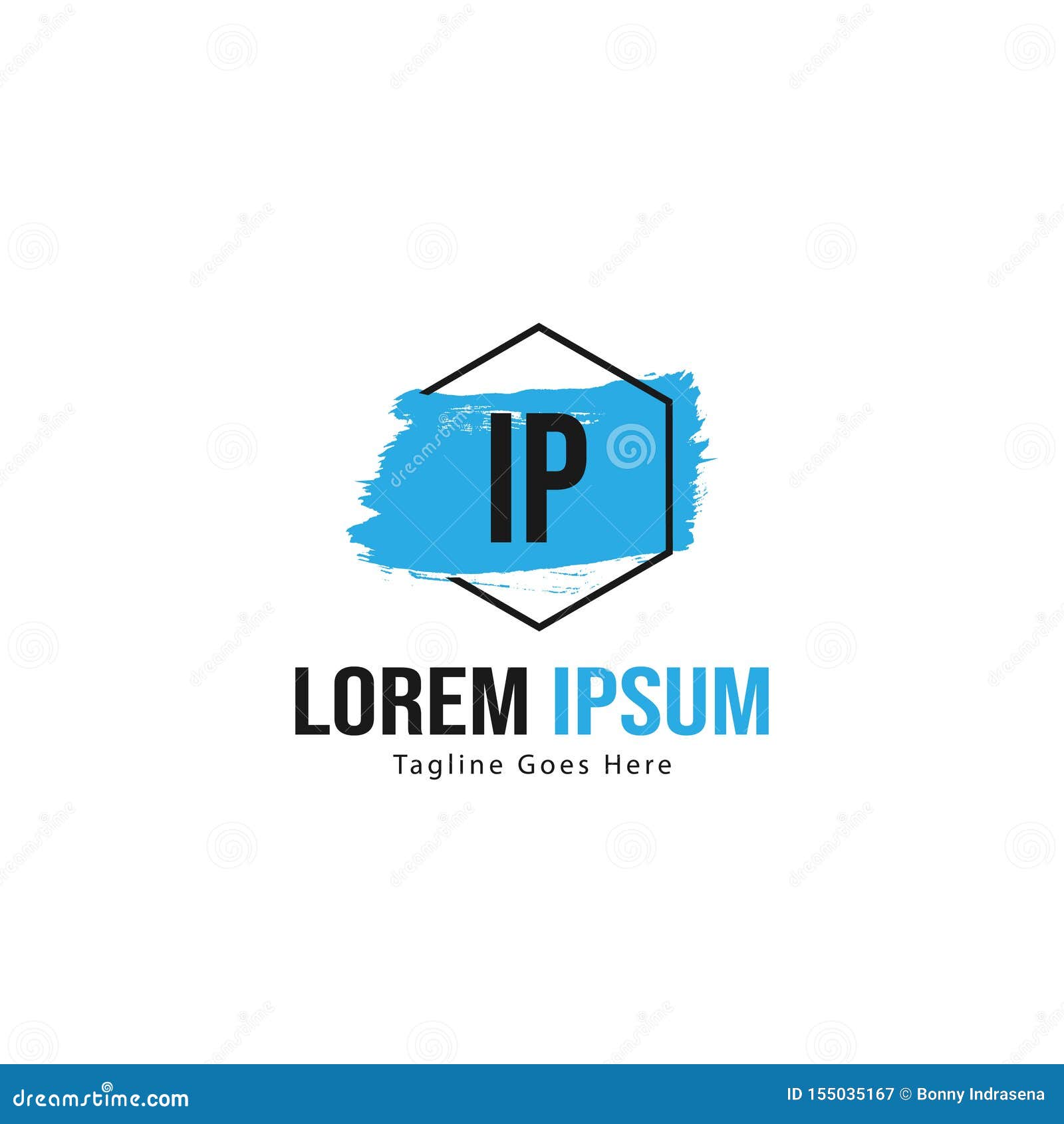 Initial IP Logo Template with Modern Frame. Minimalist IP Letter Logo ...