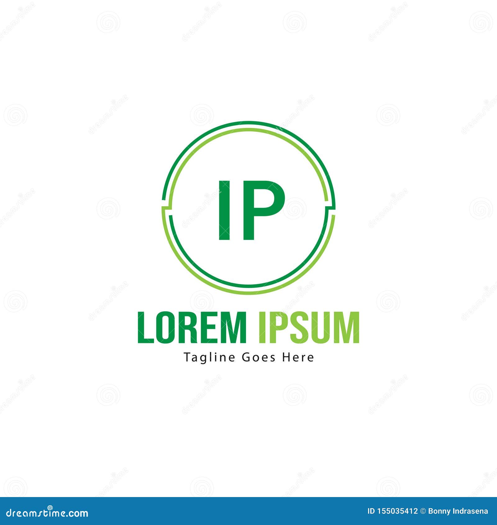 Initial IP Logo Template with Modern Frame. Minimalist IP Letter Logo ...