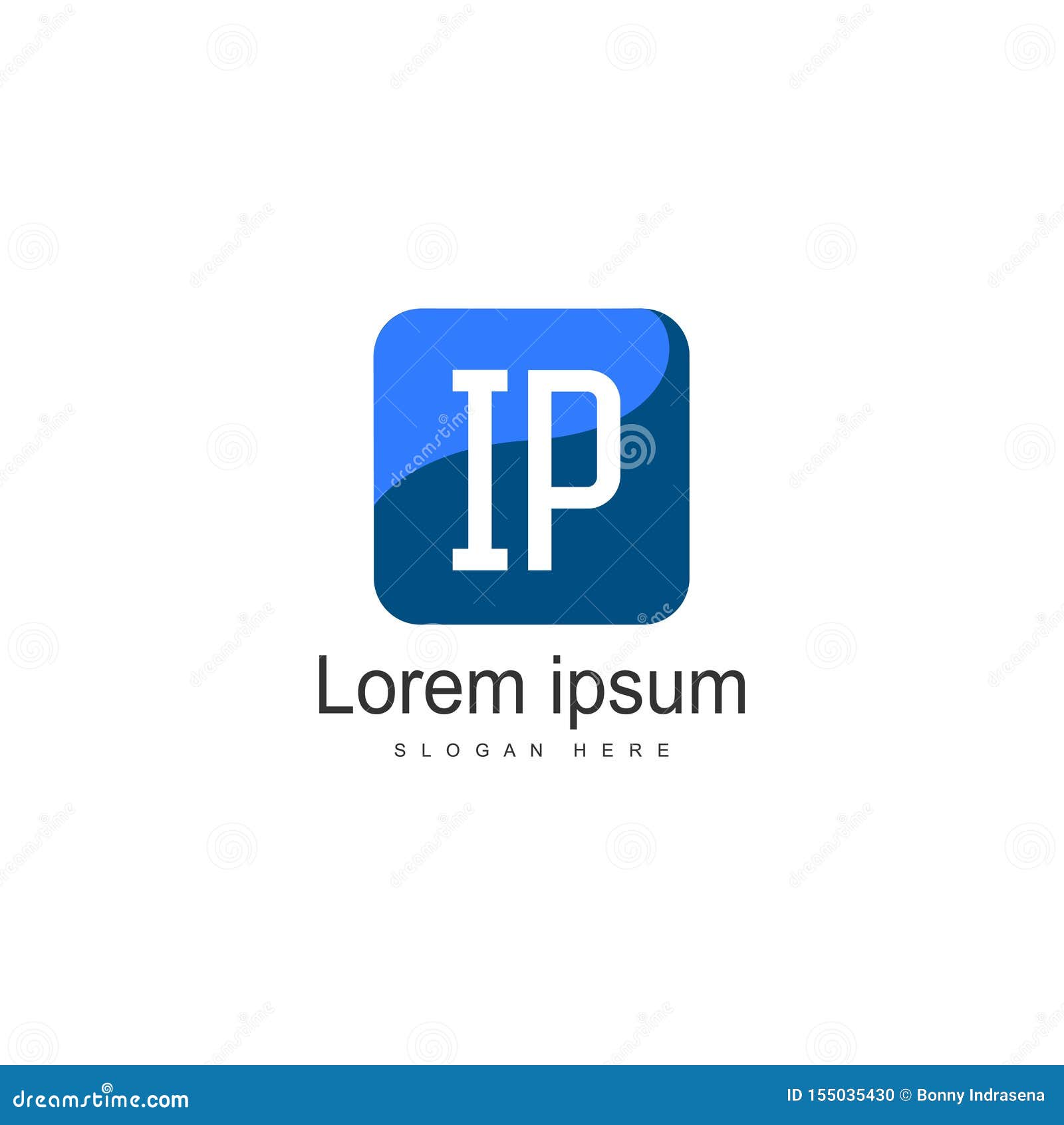 Initial IP Logo Template with Modern Frame. Minimalist IP Letter Logo ...