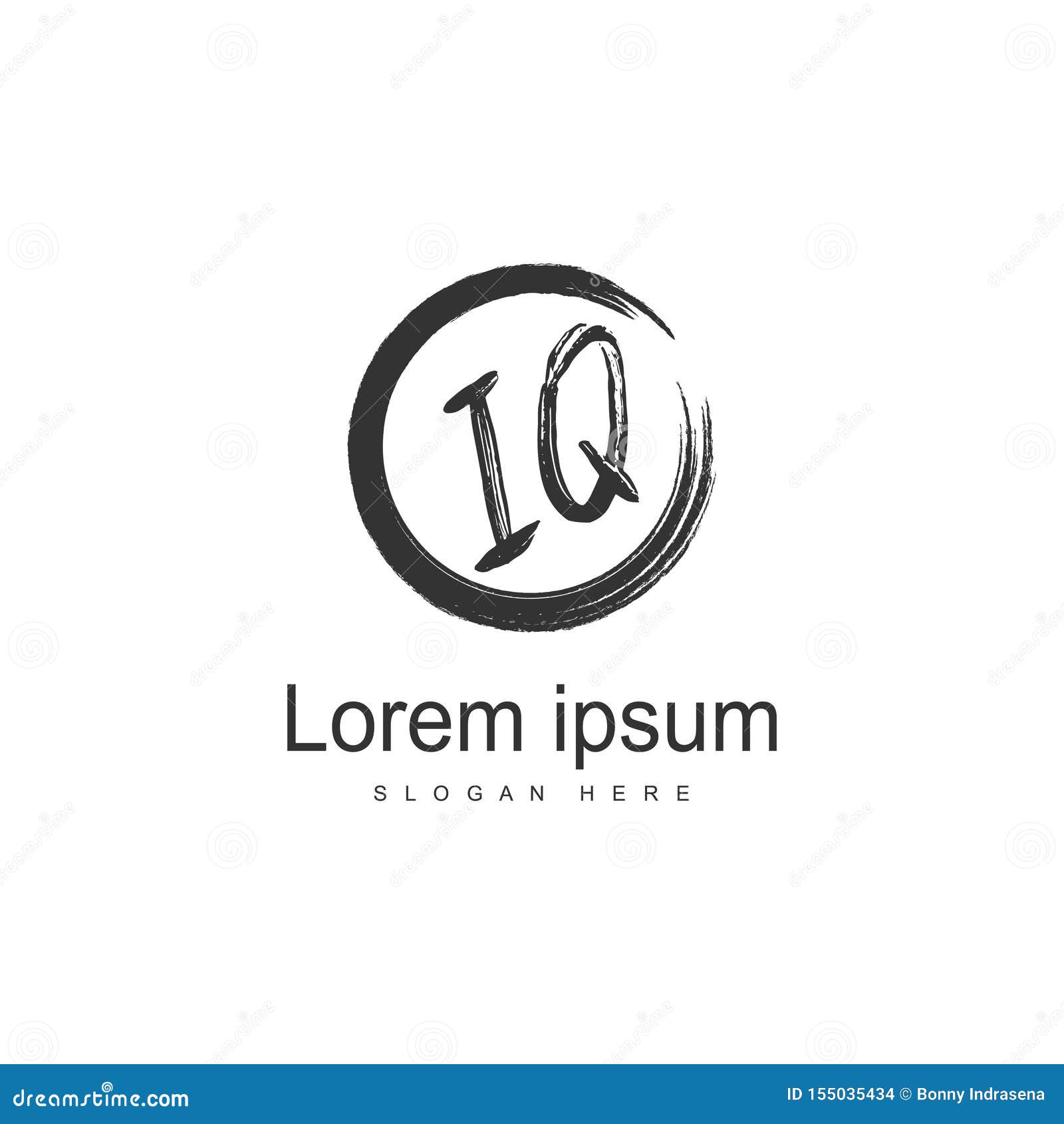 Initial IQ Logo Template with Modern Frame. Minimalist IQ Letter Logo ...