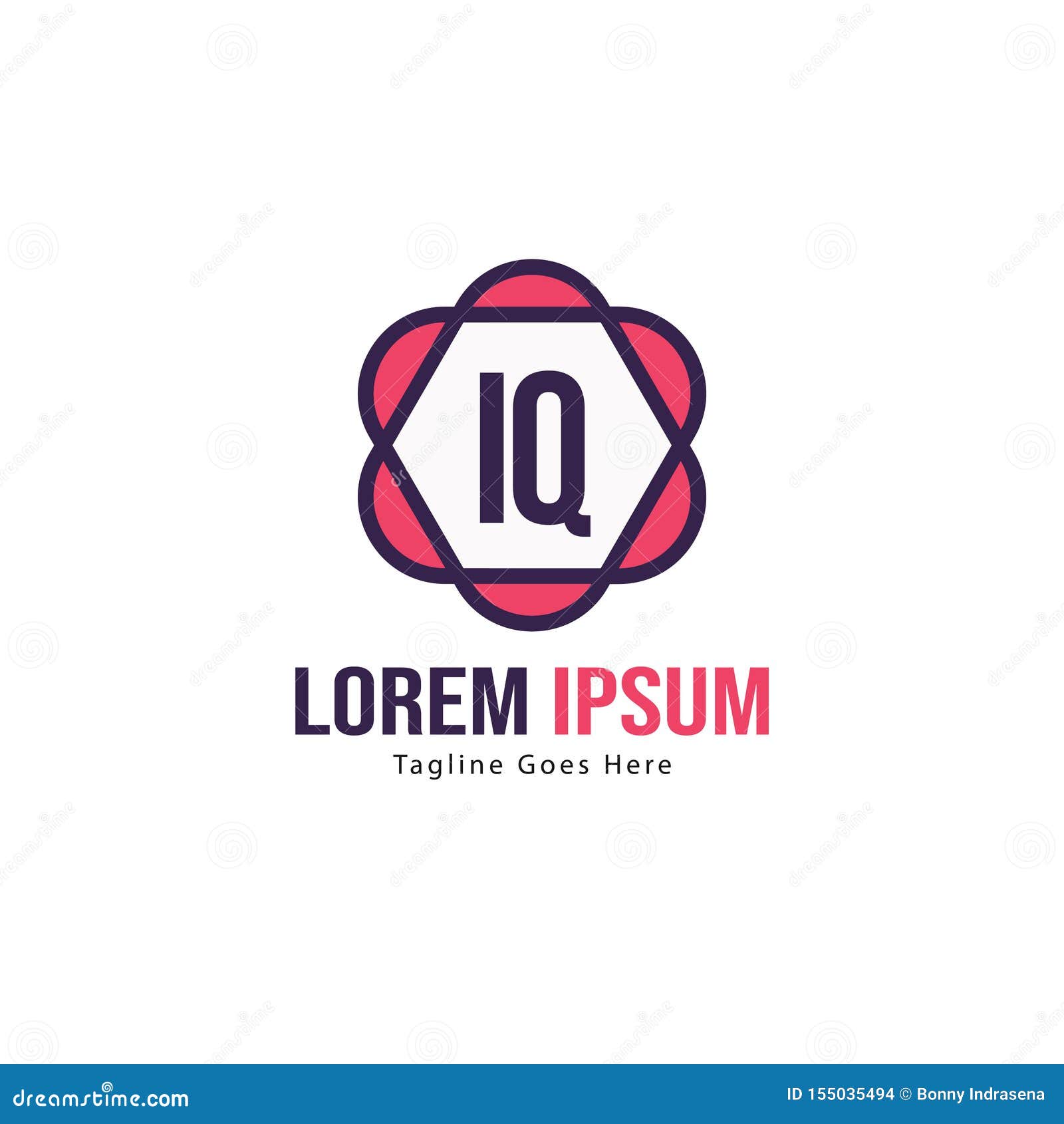 Initial IQ Logo Template with Modern Frame. Minimalist IQ Letter Logo ...