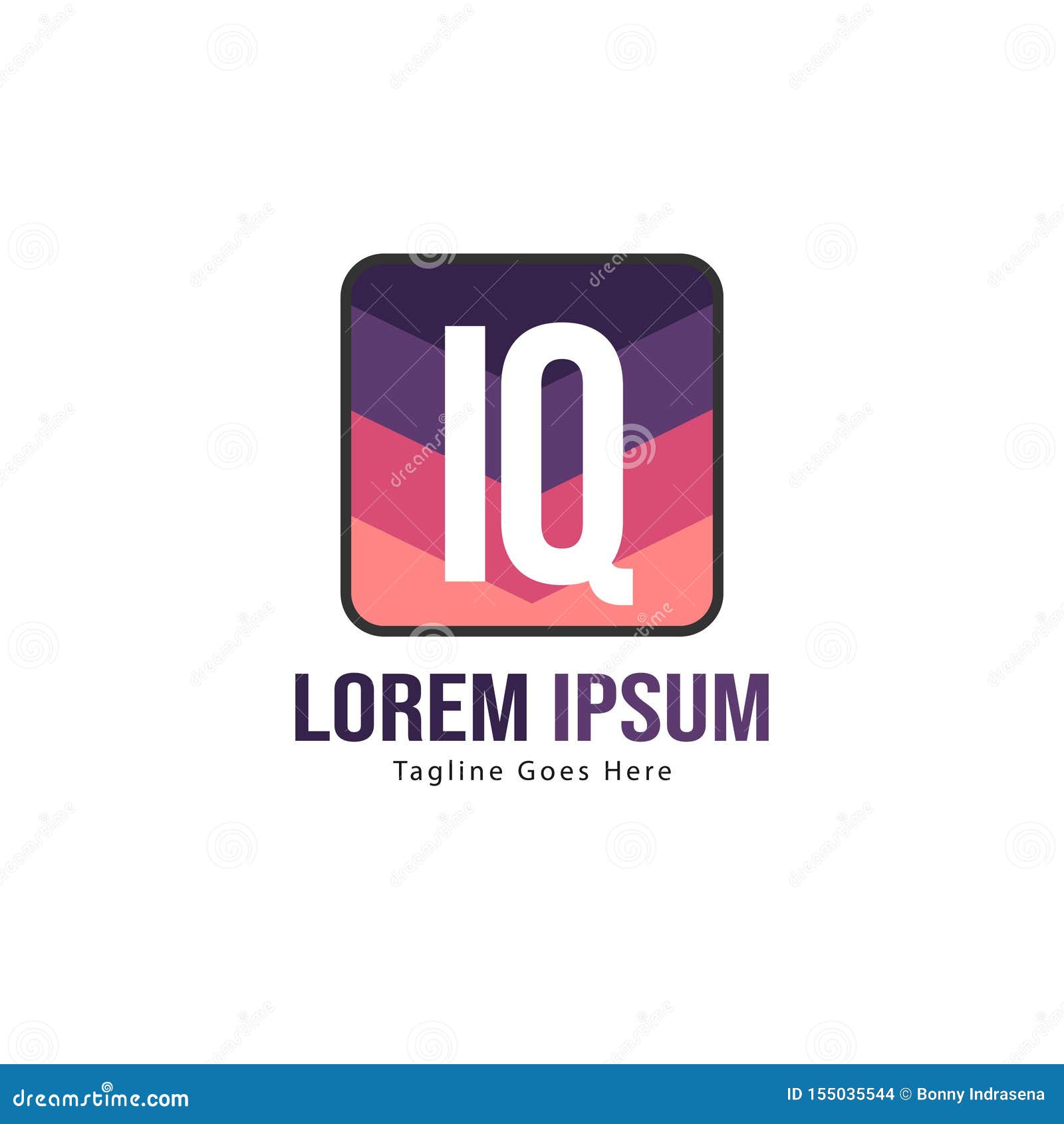 Initial IQ Logo Template with Modern Frame. Minimalist IQ Letter Logo ...