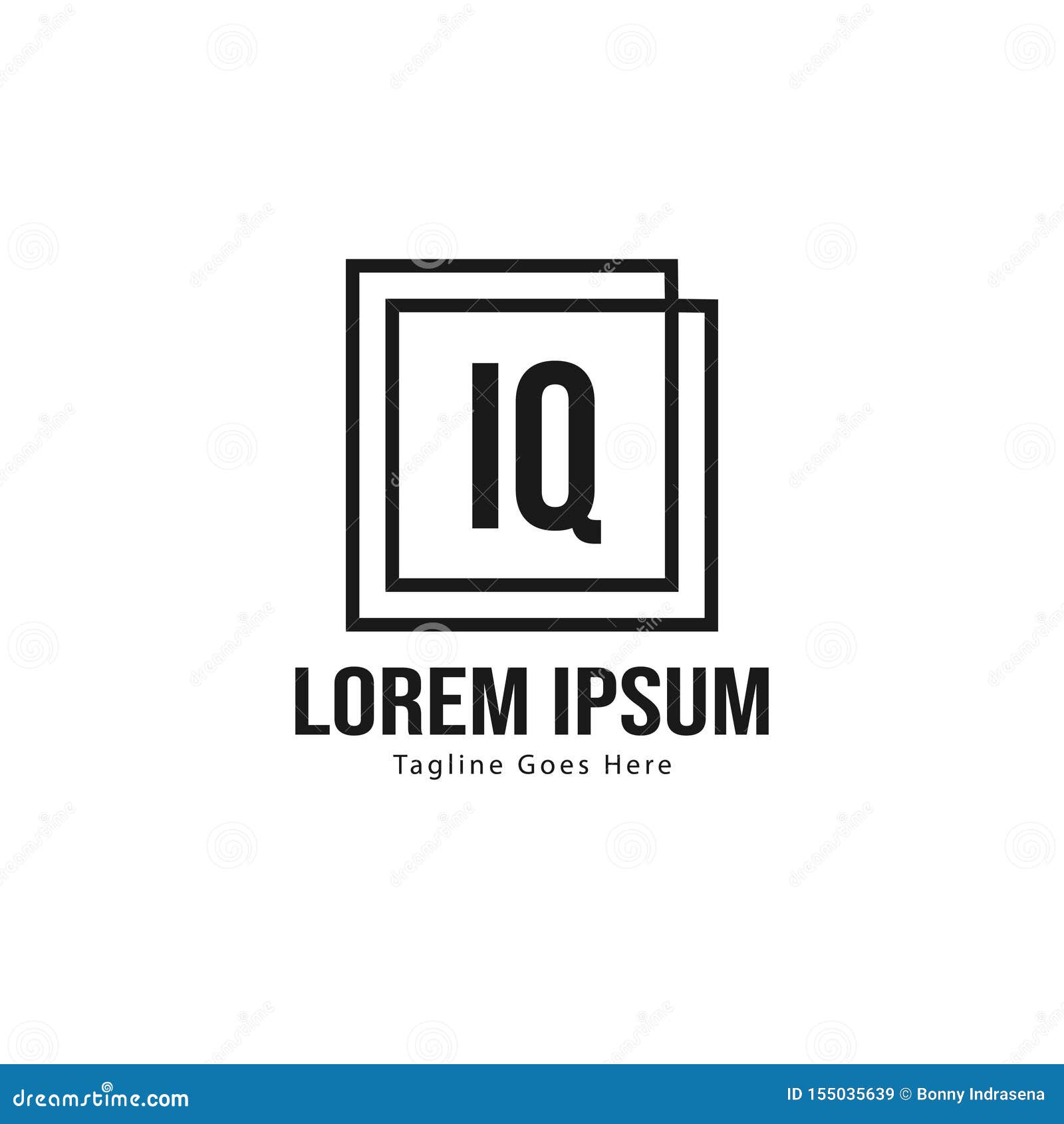 Initial IQ Logo Template with Modern Frame. Minimalist IQ Letter Logo ...