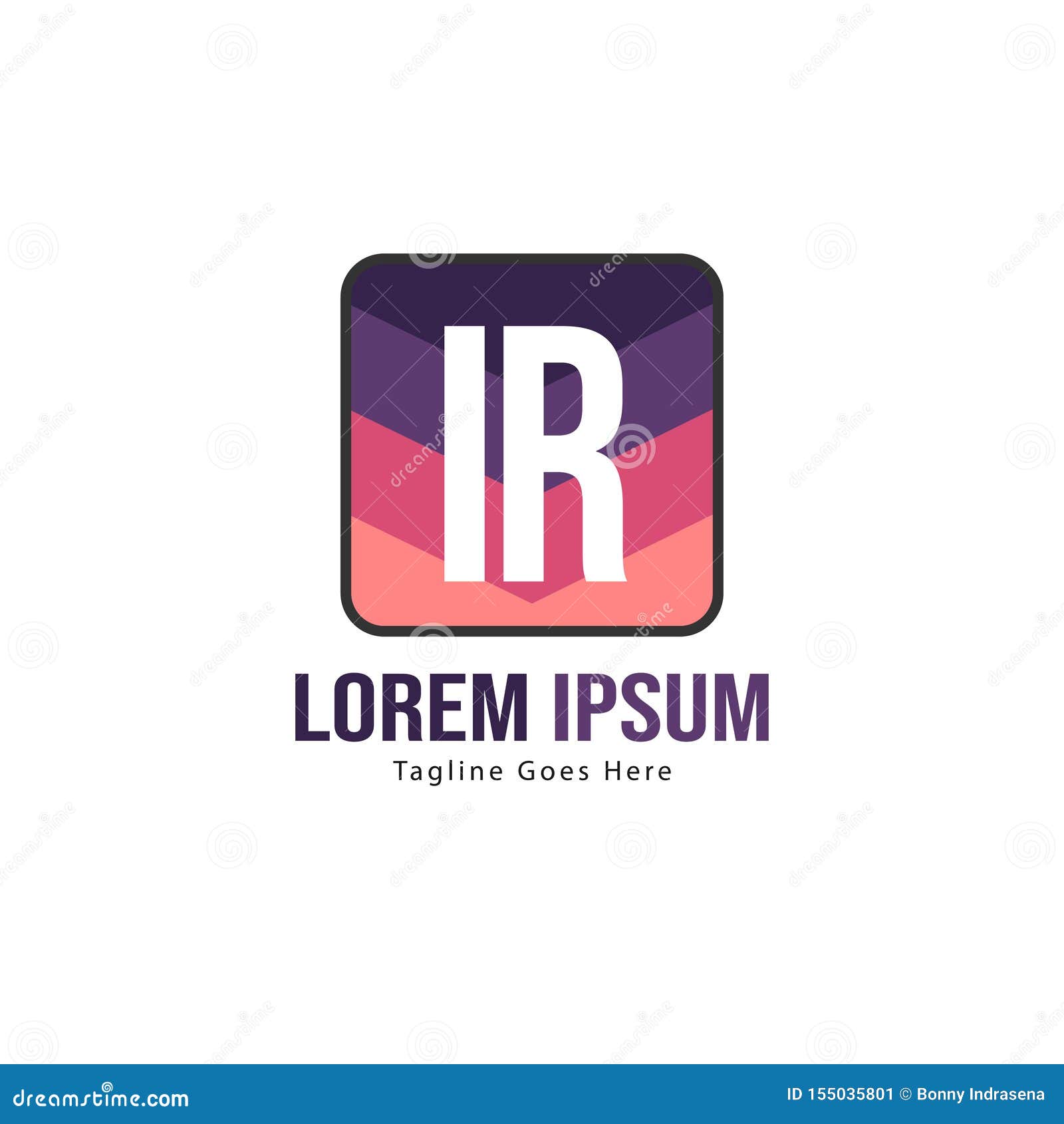 Initial IR Logo Template with Modern Frame. Minimalist IR Letter Logo ...