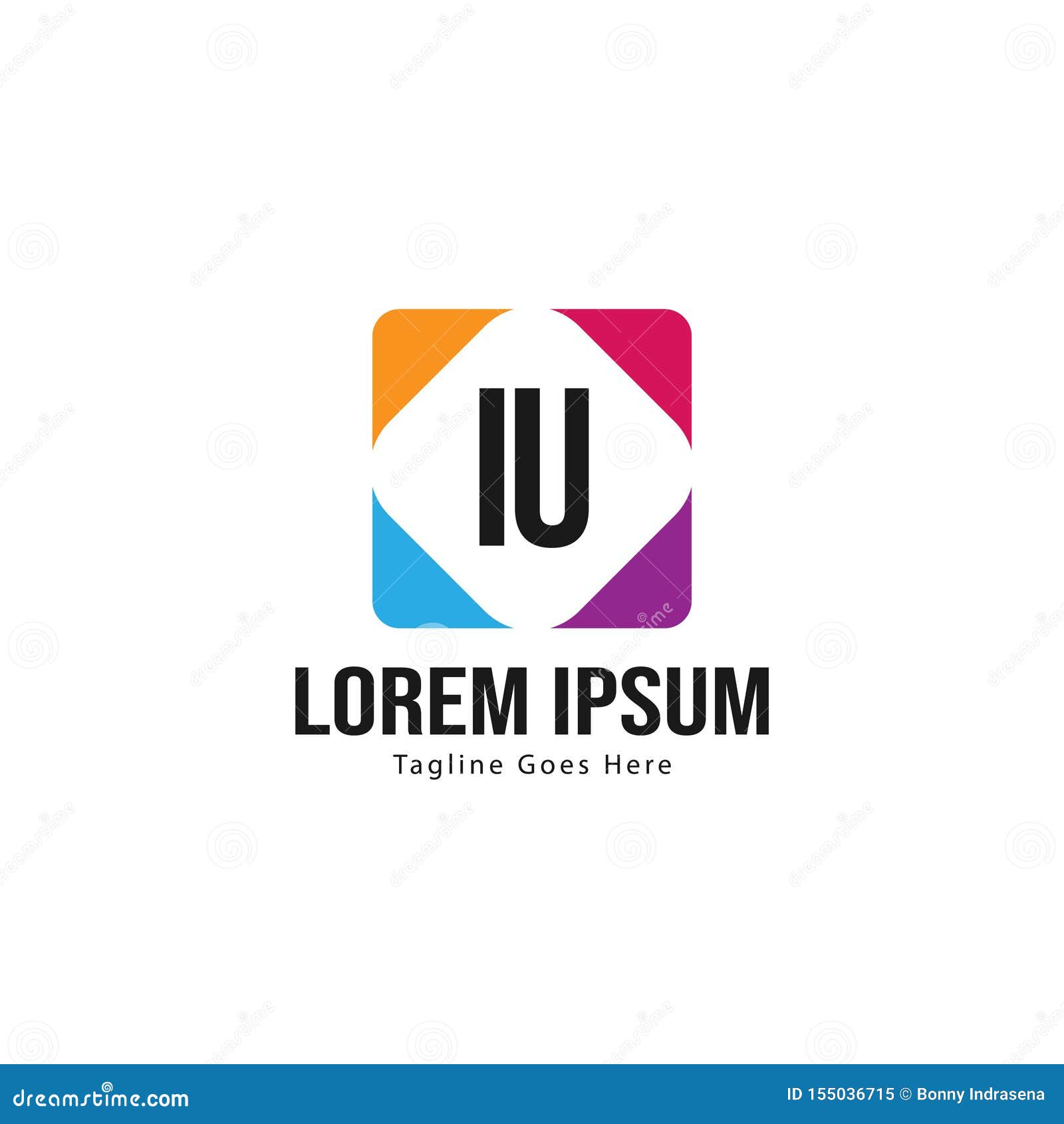 Initial IU Logo Template with Modern Frame. Minimalist IU Letter Logo ...