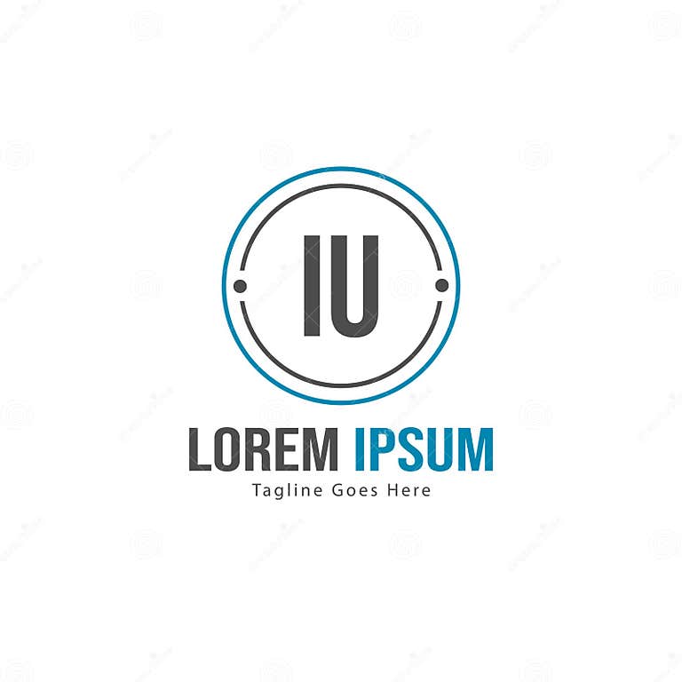 Initial IU Logo Template with Modern Frame. Minimalist IU Letter Logo ...