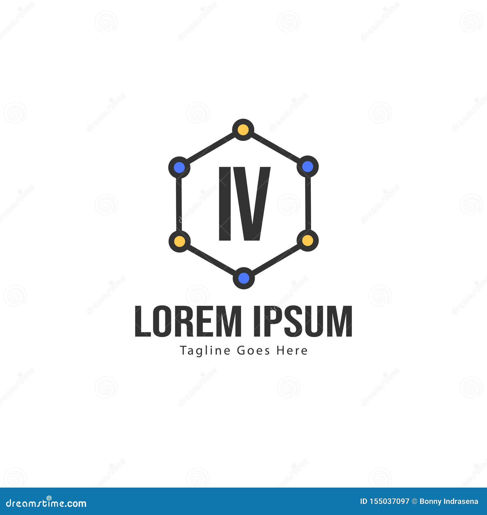 Initial IV Logo Template with Modern Frame. Minimalist IV Letter Logo ...