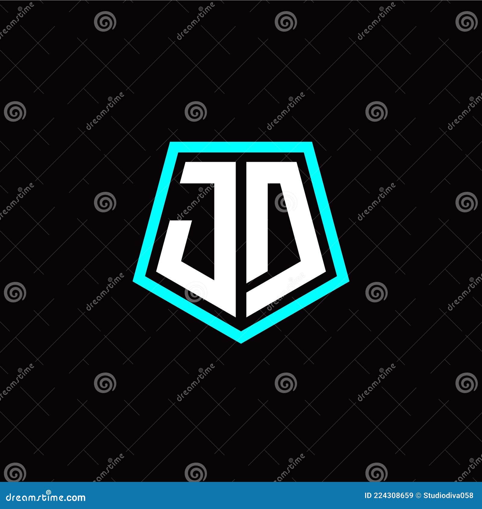 Initial J D Letter with Polygon Modern Style Logo Template Vector Stock ...