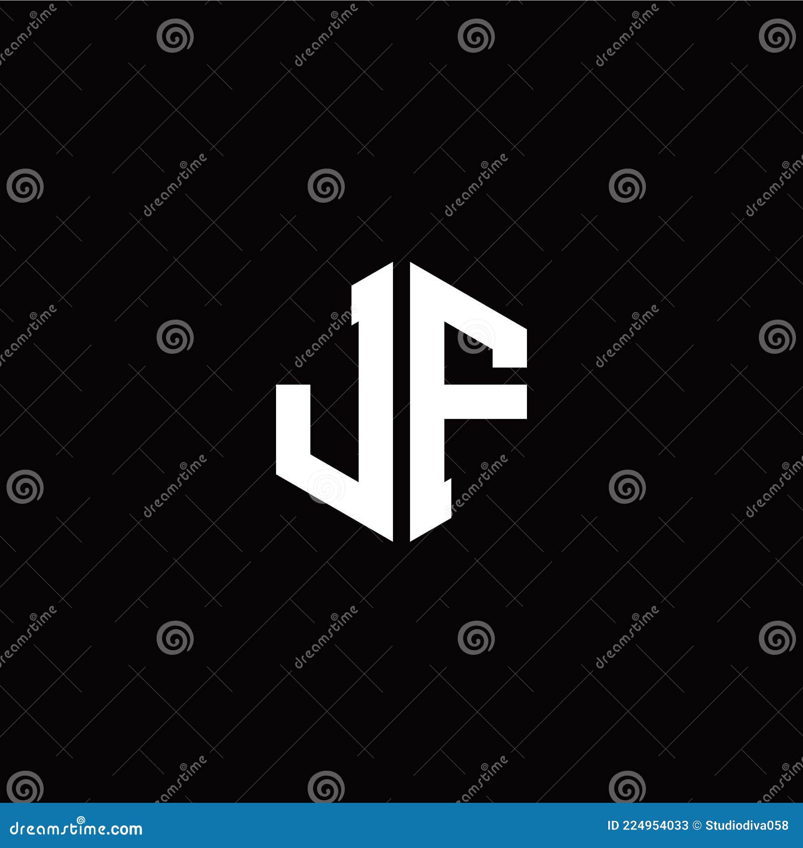 Initial J F Letter with Polygon Modern Style Logo Template Vector Stock ...