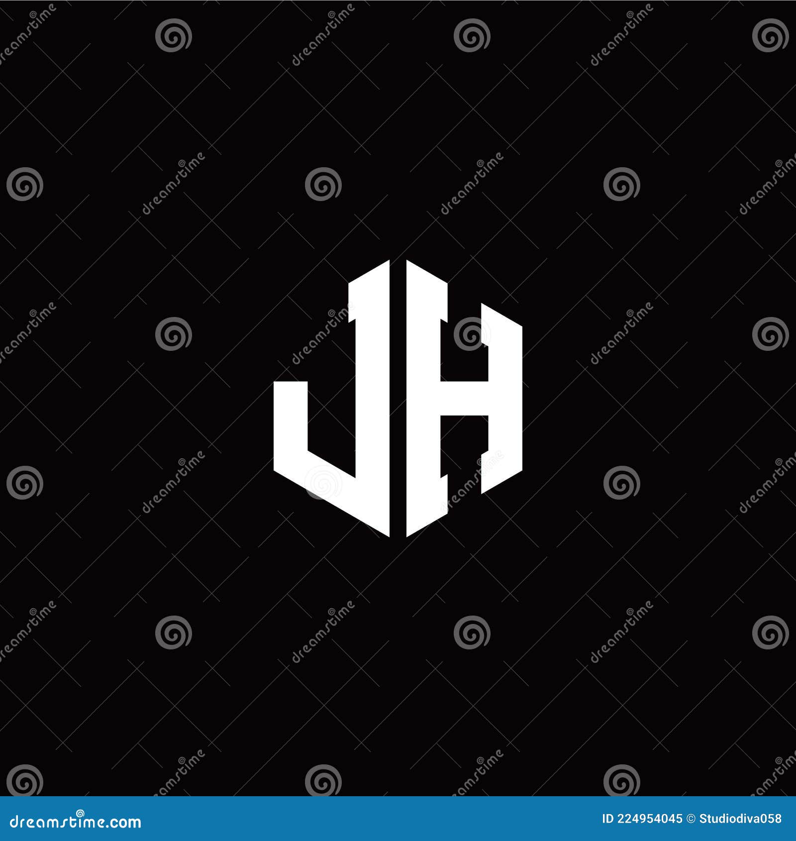 Initial J H Letter with Polygon Modern Style Logo Template Vector Stock ...