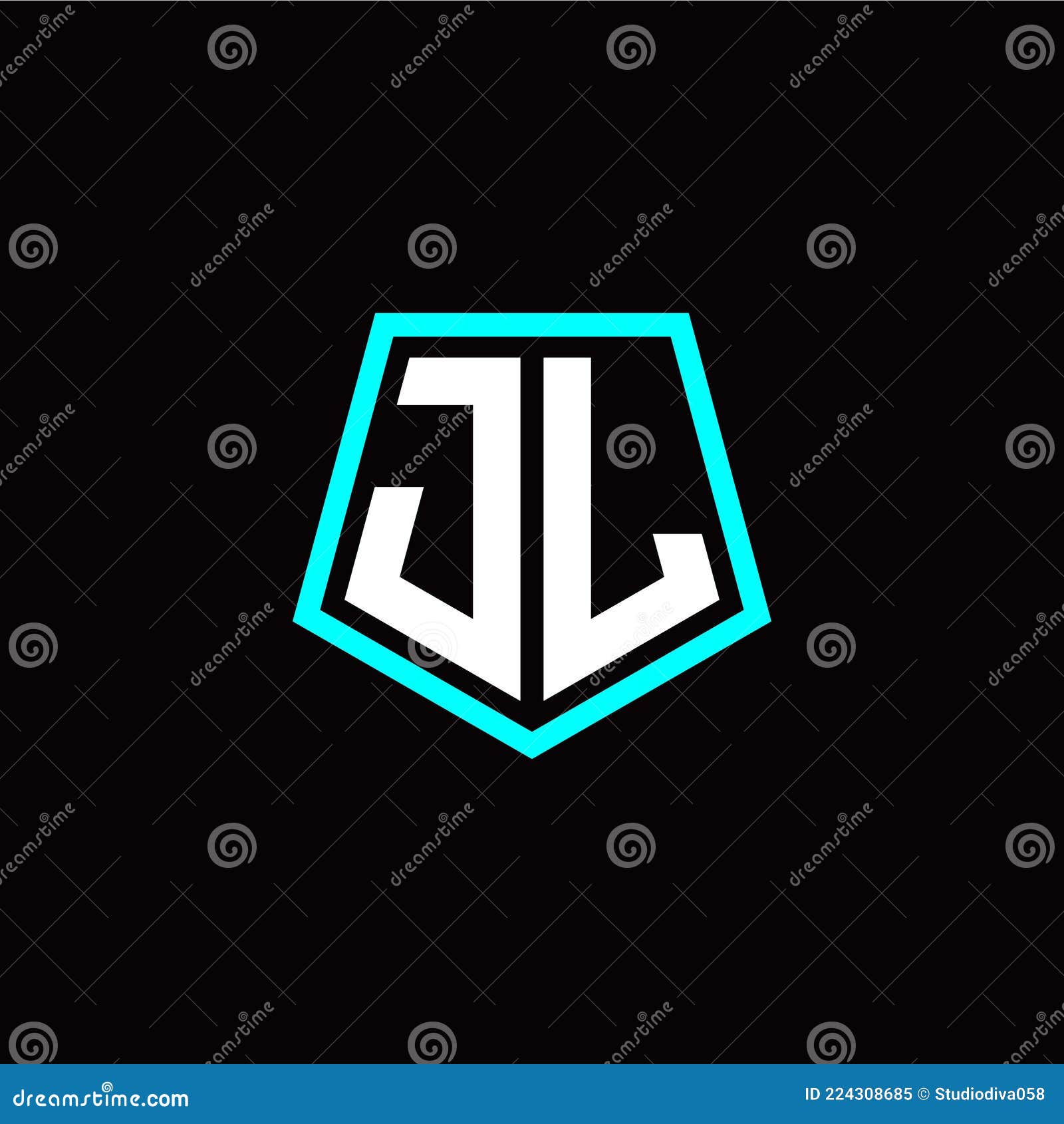 Initial J L Letter with Polygon Modern Style Logo Template Vector Stock ...