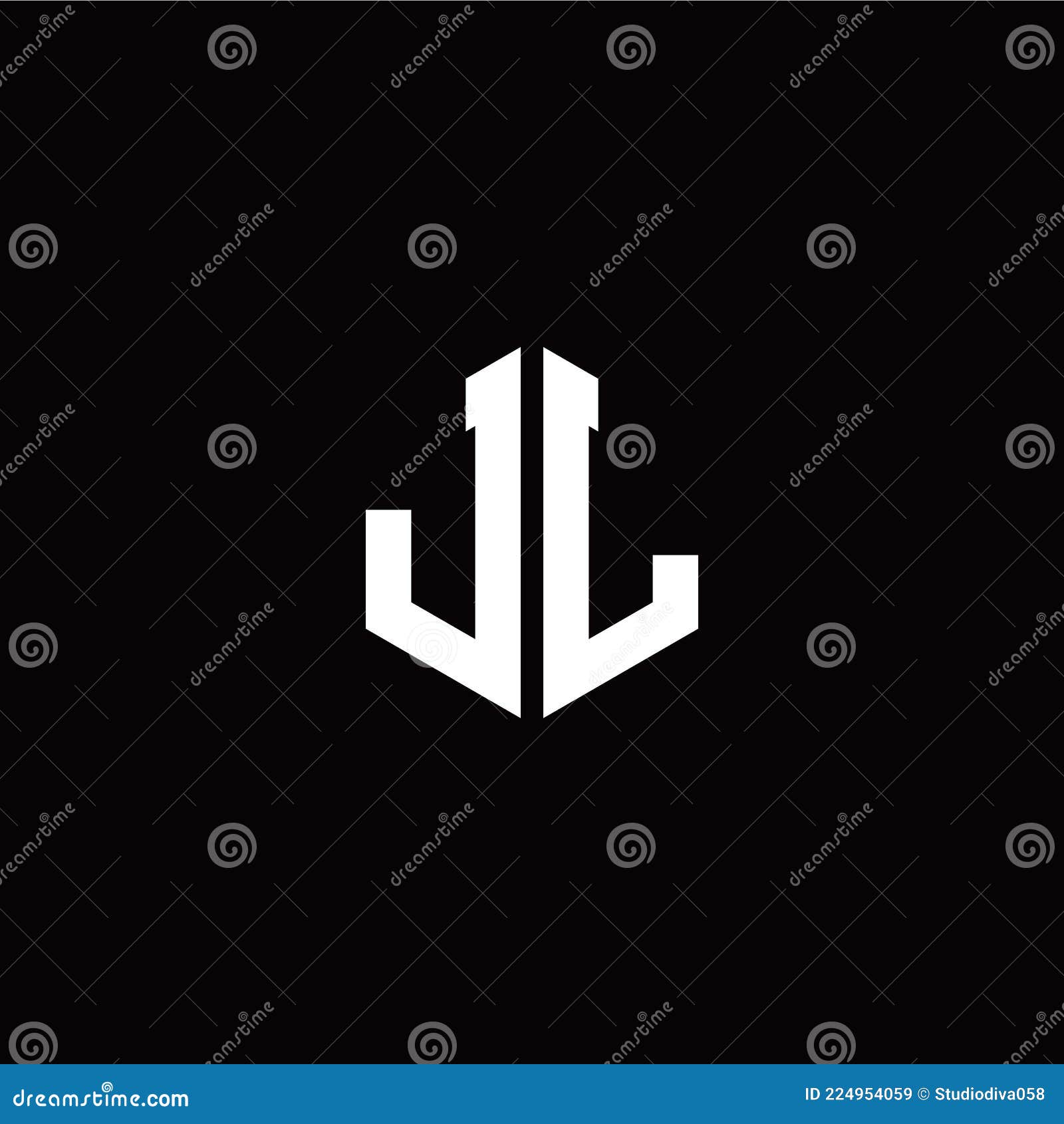 Initial J L Letter with Polygon Modern Style Logo Template Vector Stock ...