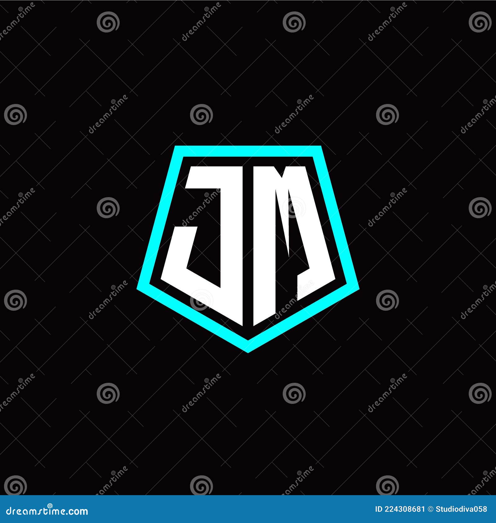 Initial J M Letter with Polygon Modern Style Logo Template Vector Stock ...