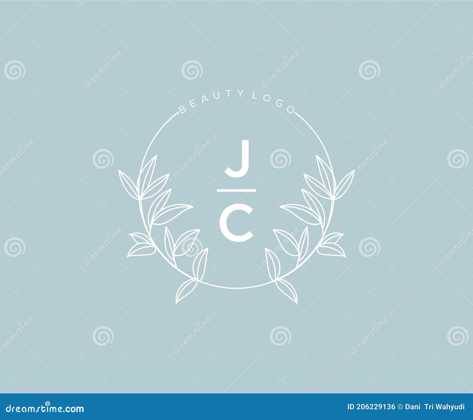 Initial JC Letters Beautiful Floral Feminine Editable Premade Monoline ...