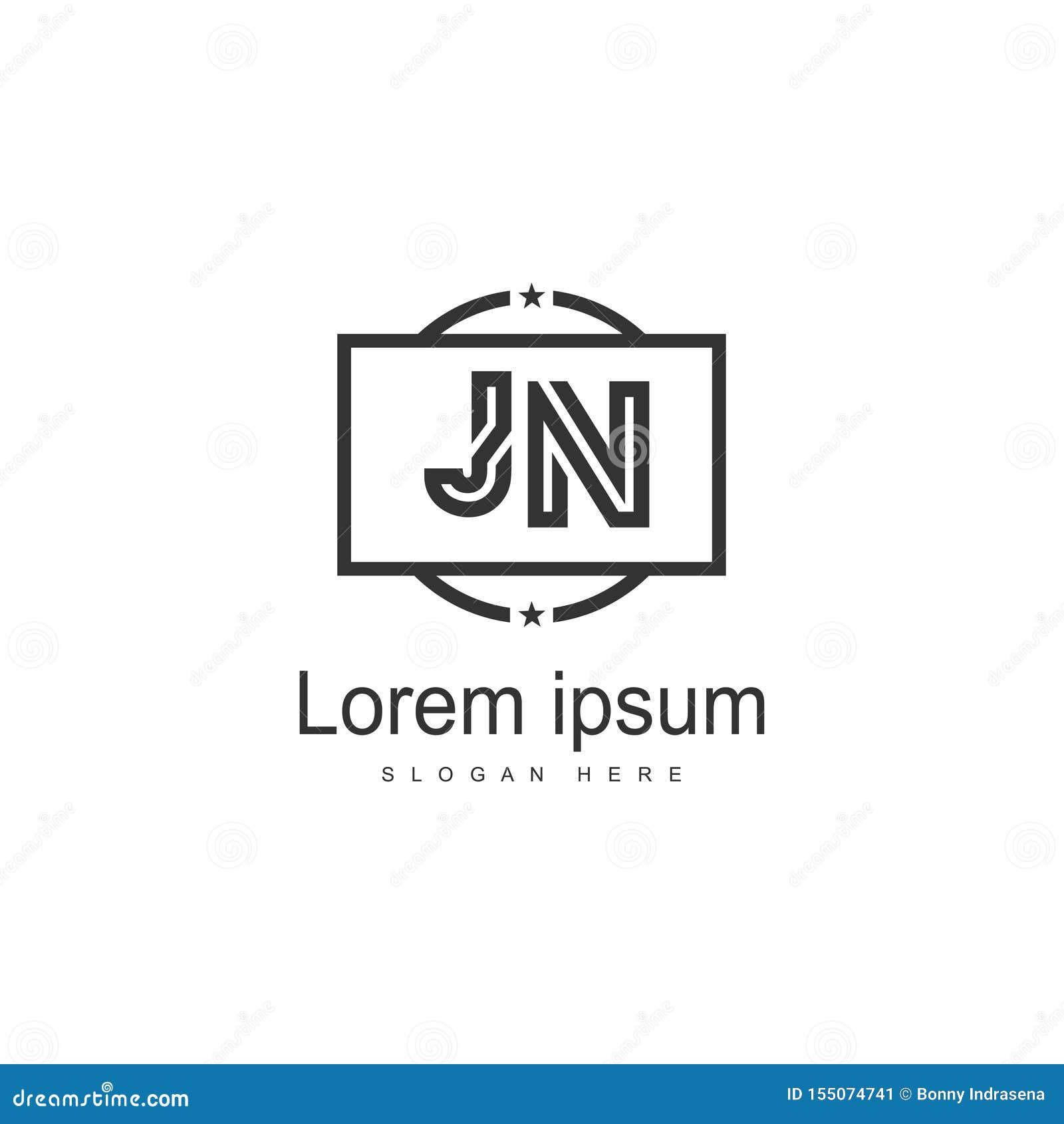 Initial JN Logo Template with Modern Frame. Minimalist JN Letter Logo ...