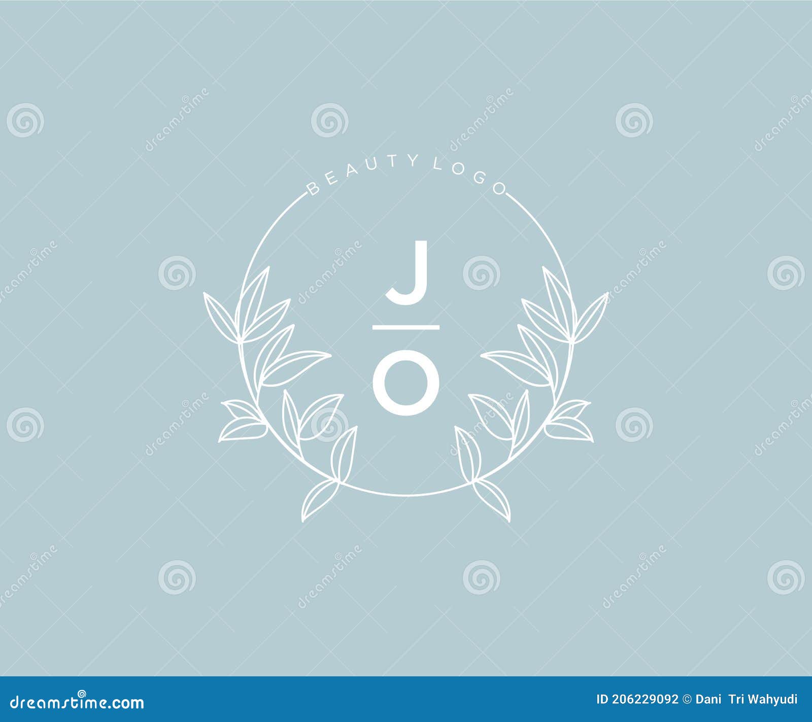 Initial JO Letters Beautiful Floral Feminine Editable Premade Monoline ...