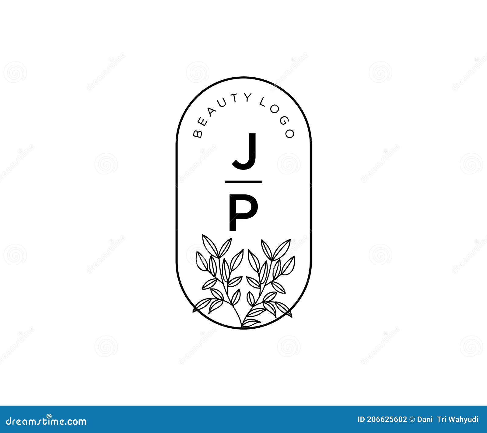 Initial JP Letters Beautiful Floral Feminine Editable Premade Monoline ...