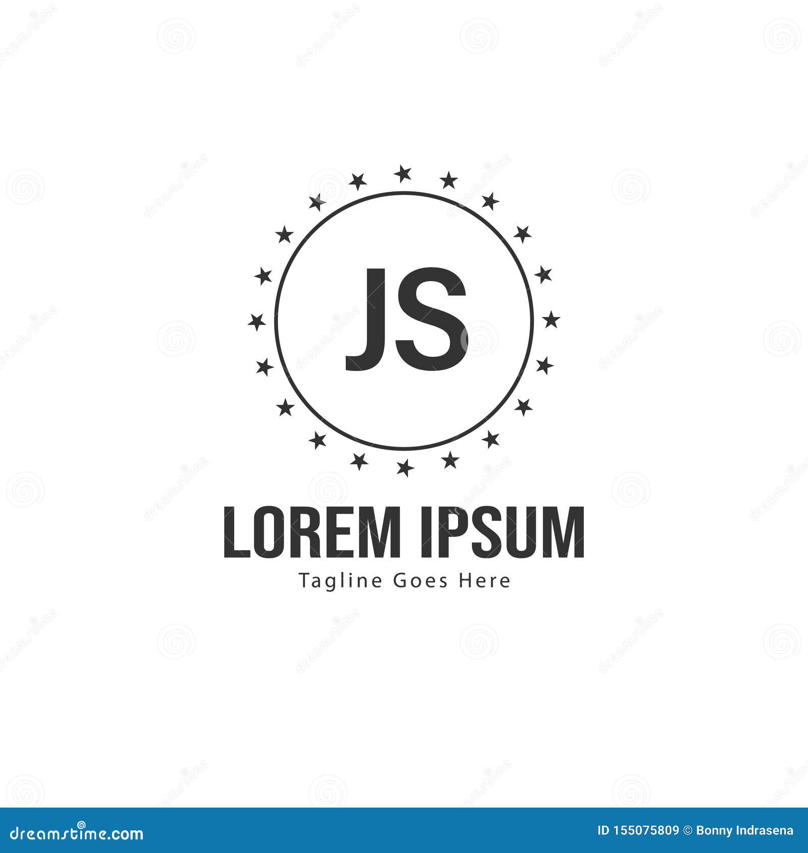 Initial JS Logo Template with Modern Frame. Minimalist JS Letter Logo ...