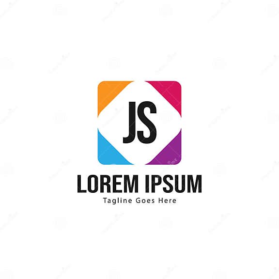 Initial JS Logo Template with Modern Frame. Minimalist JS Letter Logo ...