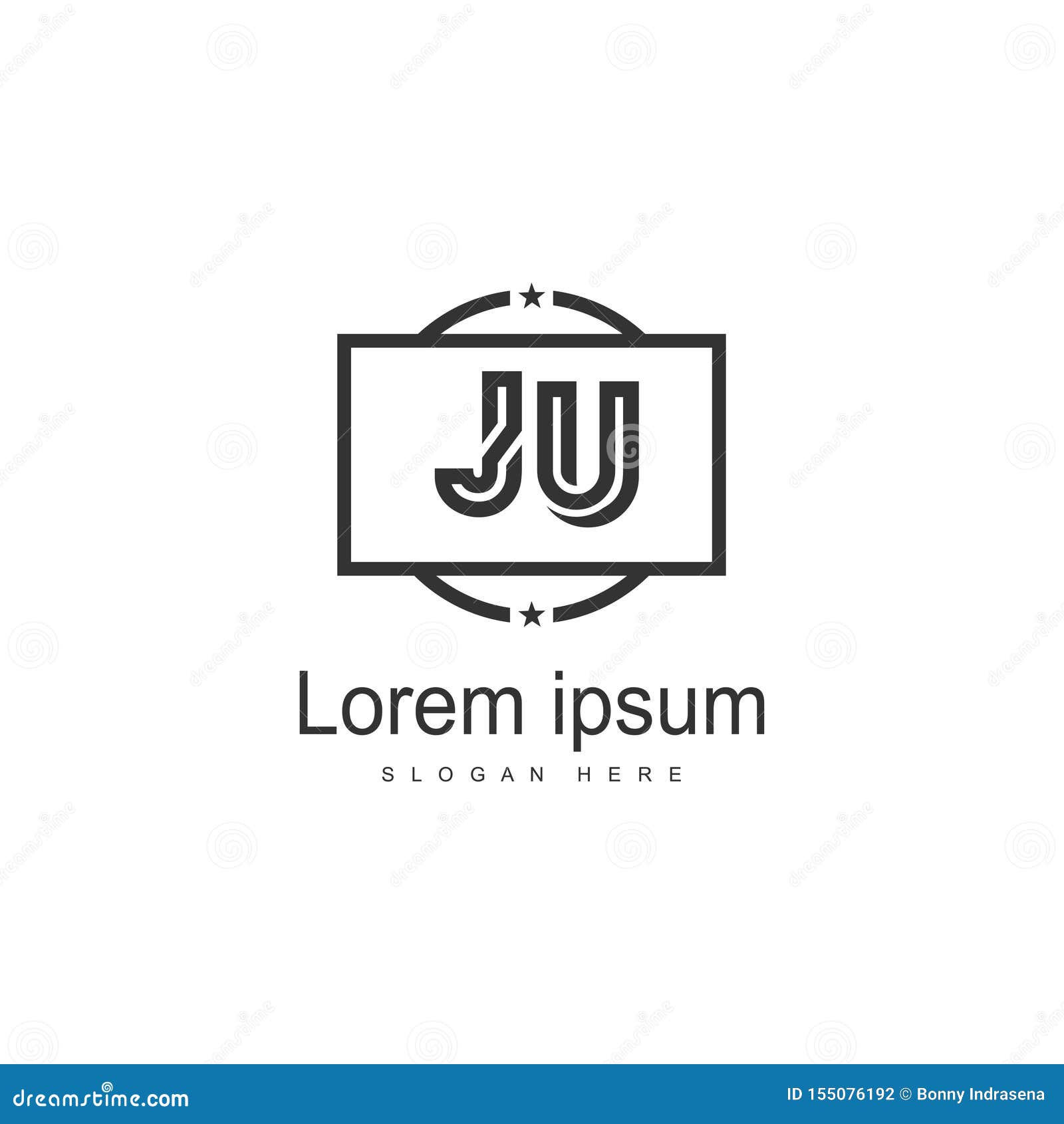 Initial JU Logo Template with Modern Frame. Minimalist JU Letter Logo ...