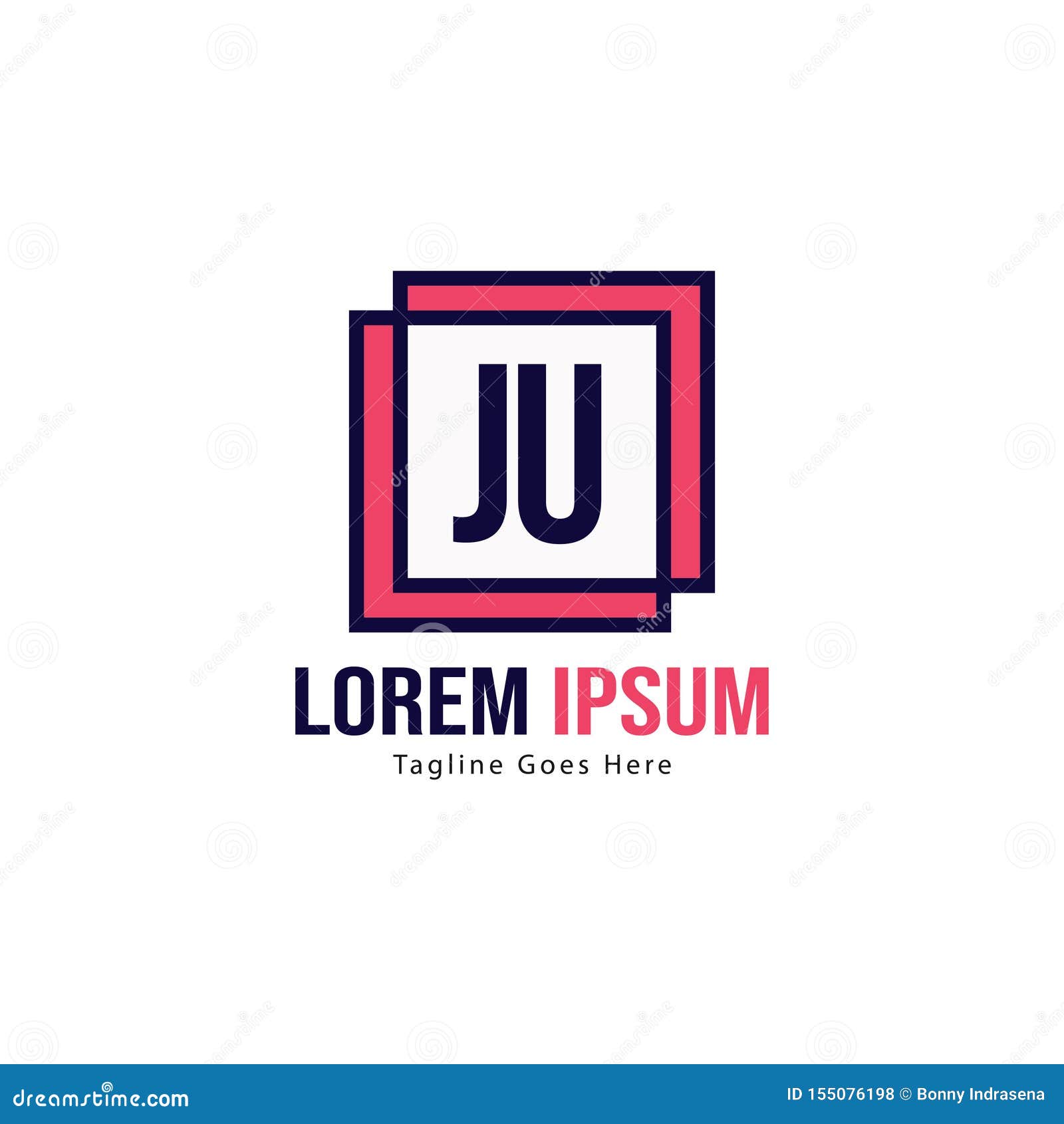 Initial JU Logo Template with Modern Frame. Minimalist JU Letter Logo ...