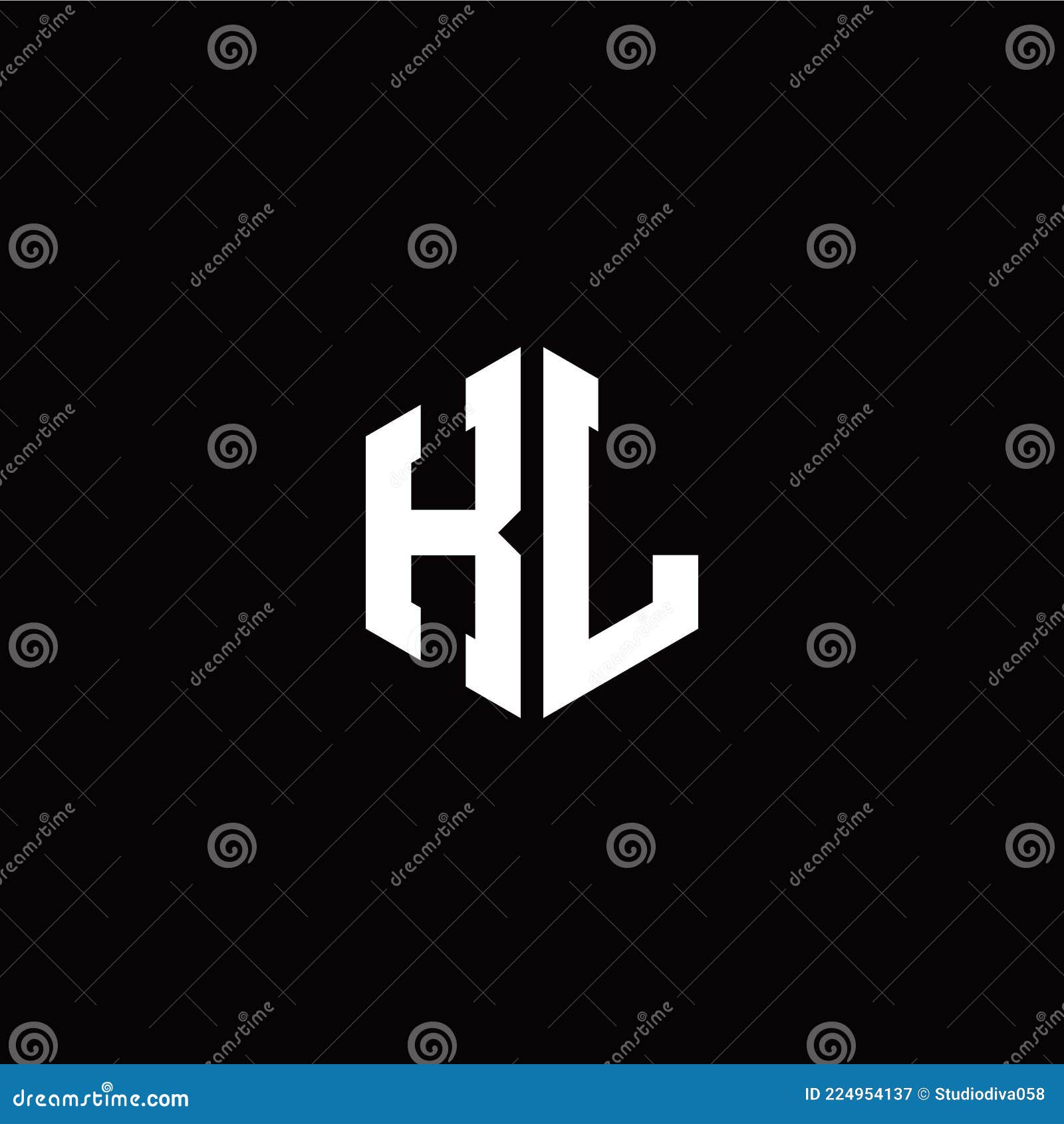Initial K L Letter with Polygon Modern Style Logo Template Vector Stock ...