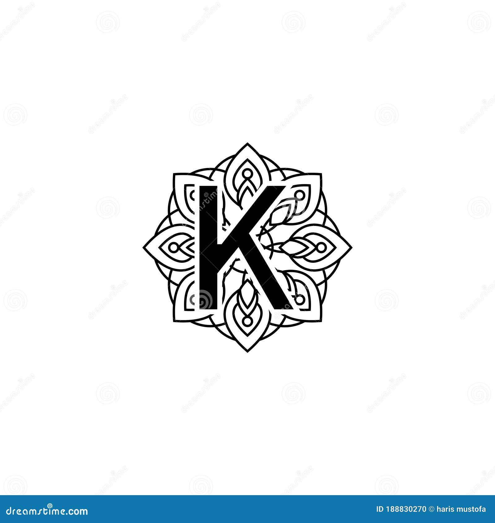 Initial K Mandala Vector Design Template Illustration Stock ...