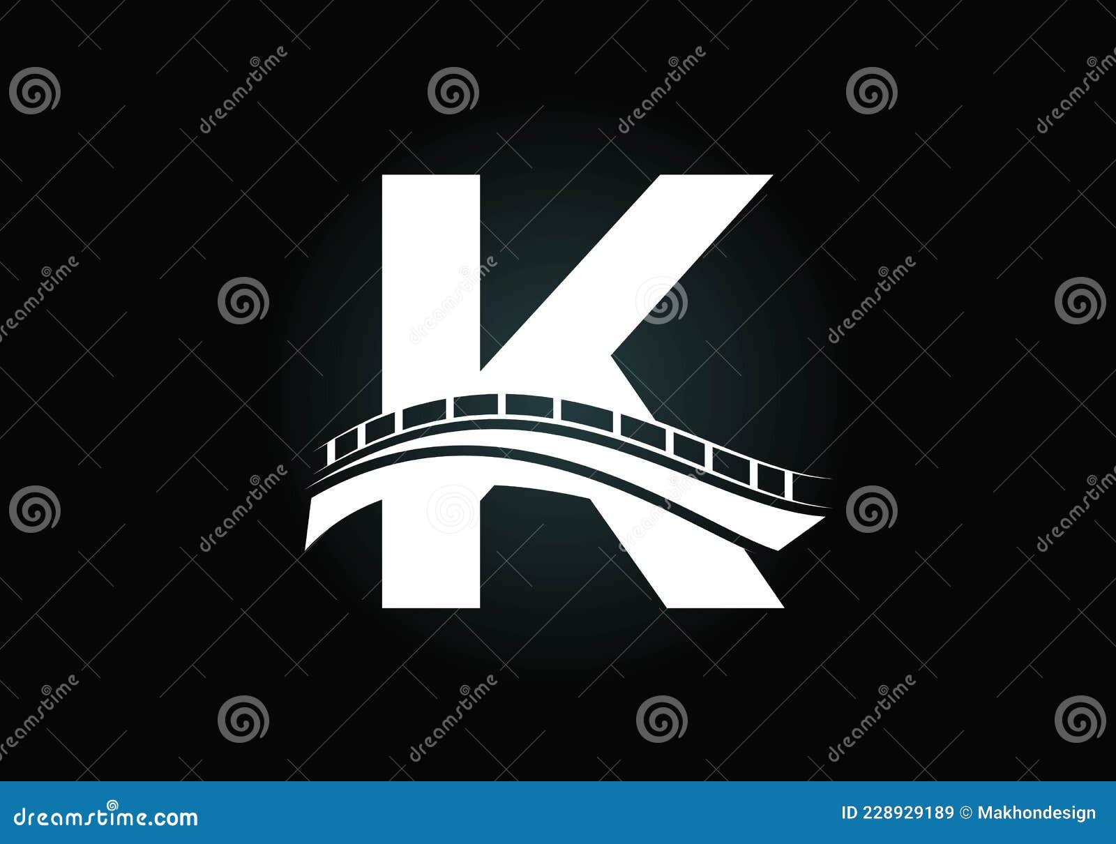 Initial K Monogram Letter Alphabet with Bridge Sign. Abstract Bridge ...