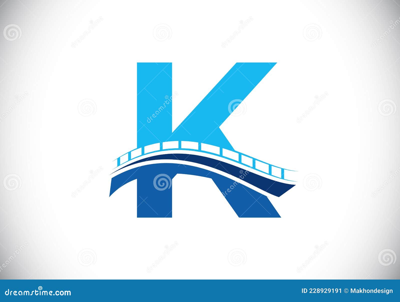 Initial K Monogram Letter Alphabet with Bridge Sign. Abstract Bridge ...