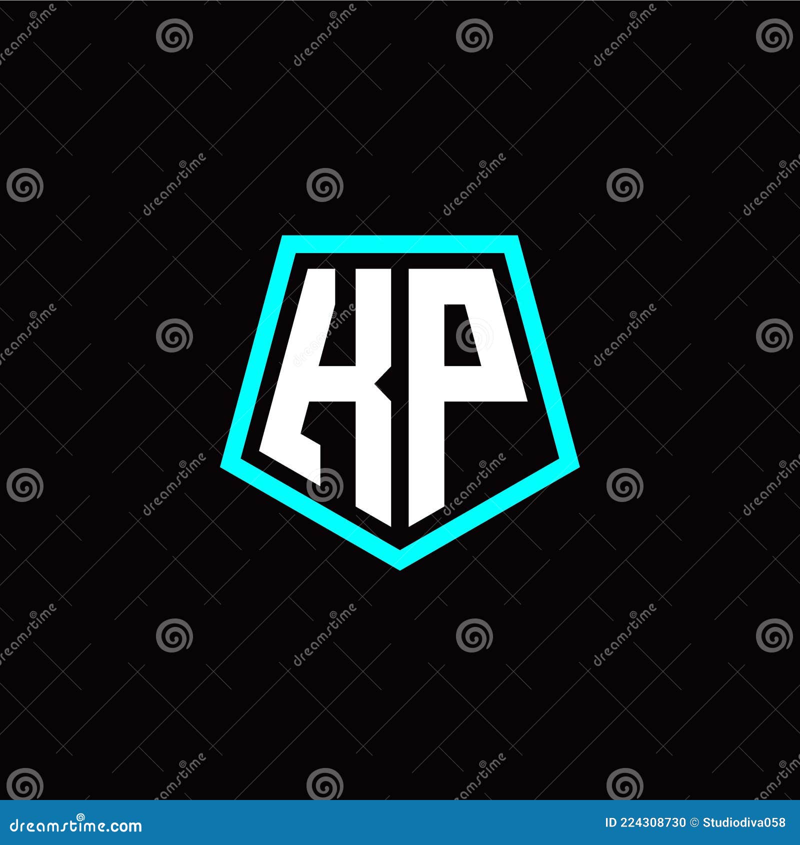 Initial K P Letter with Polygon Modern Style Logo Template Vector Stock ...