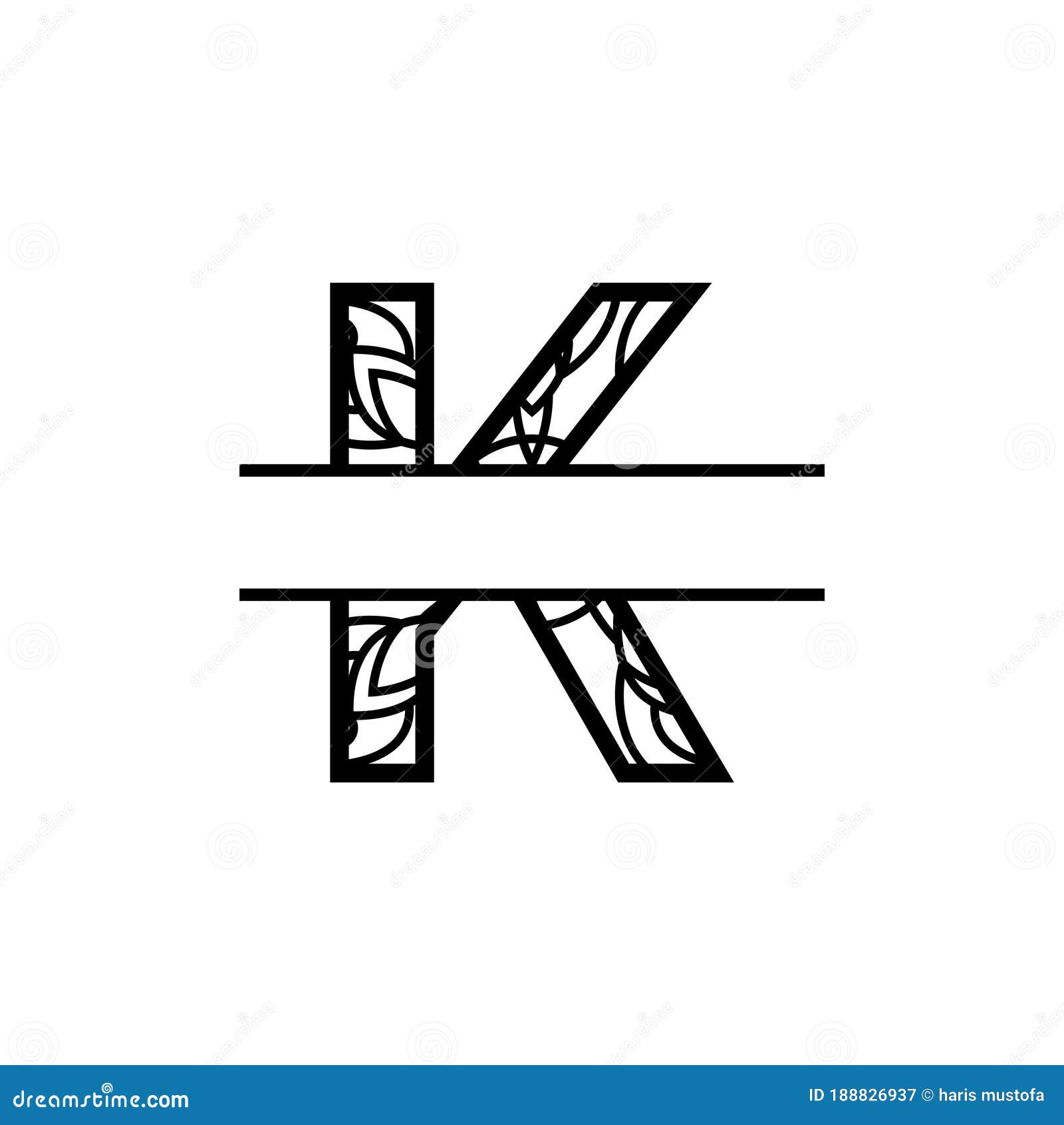 Initial K Split Monogram Mandala Vector Design Template Illustration ...